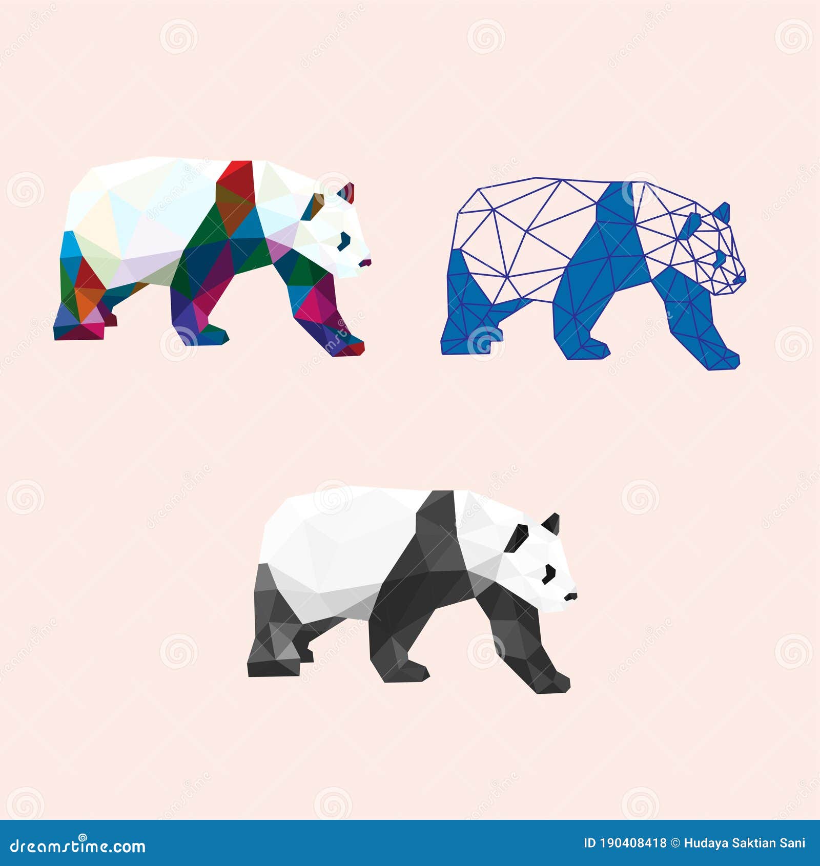 LOW POLY PANDA POLYGONAL TRIANGULAR GEOMETRIC ILLUSTRATION Stock Vector ...