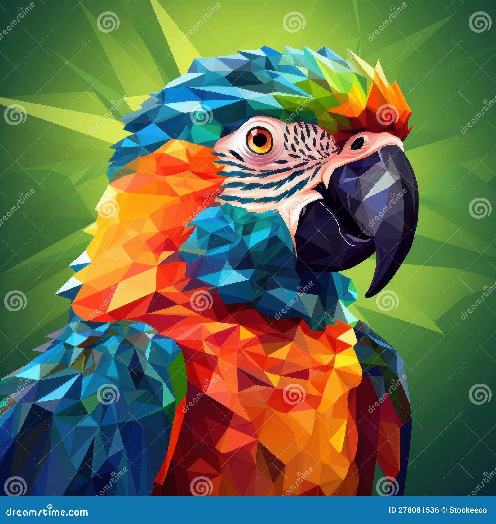 Low Poly Parrot Portrait in Surreal Style Stock Illustration ...