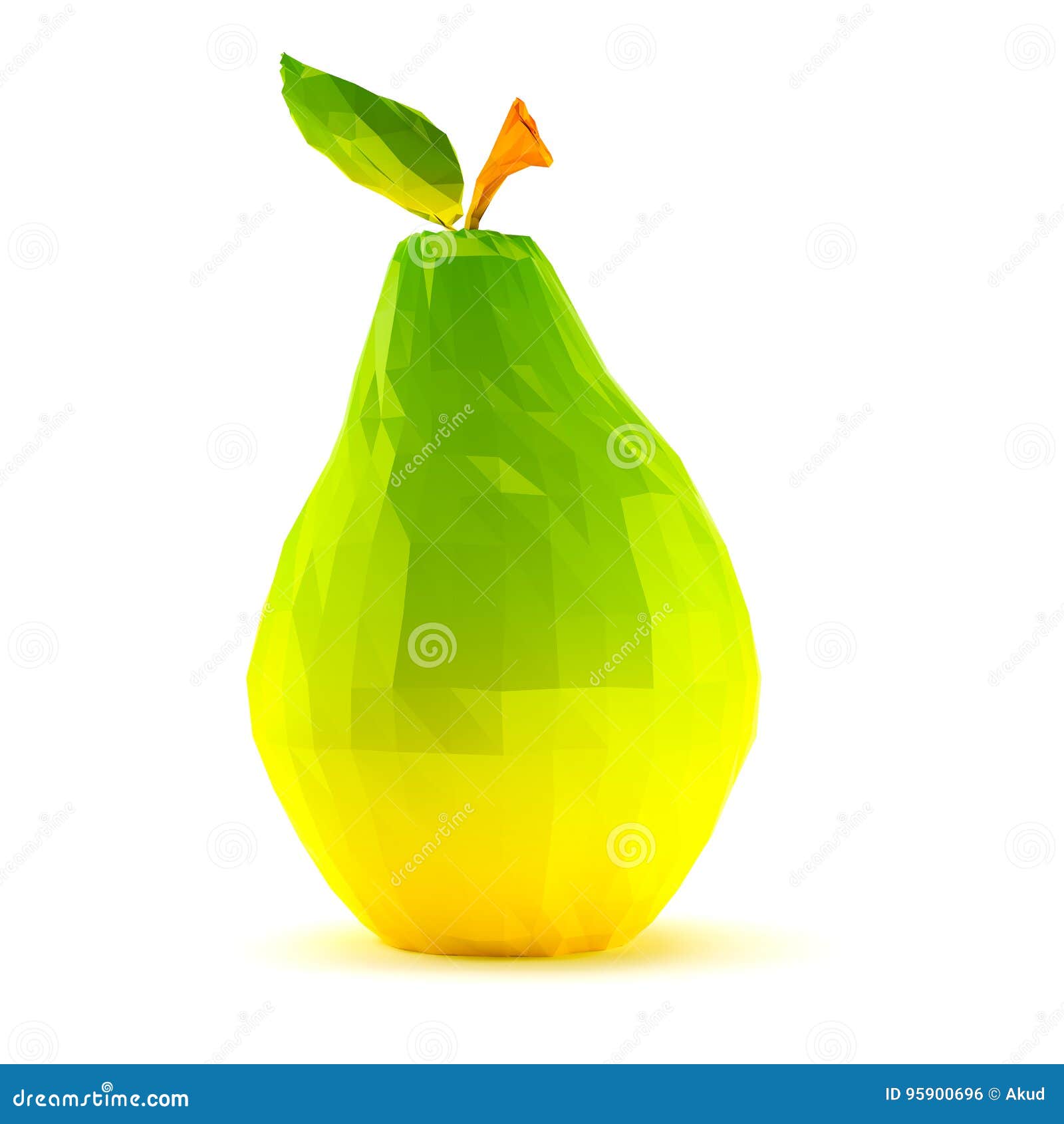 Low Poly Pear with Stem and Leaf Stock Illustration - Illustration of ...