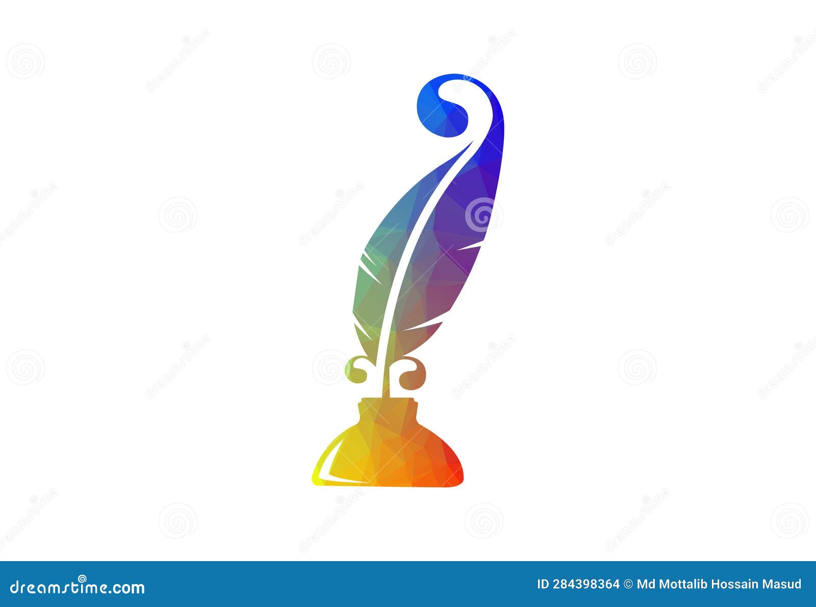 Low Poly and Pen Logo Design, Vector Illustration Stock Illustration ...