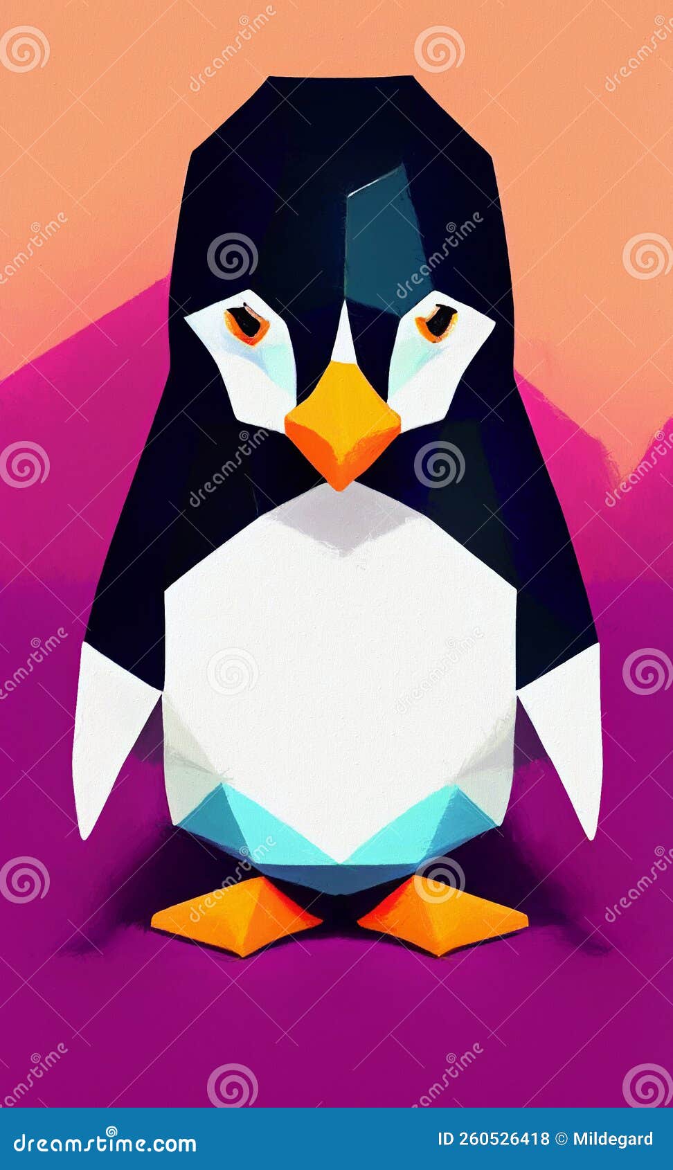 Low Poly Penguin - Stylized Digital Art Stock Illustration ...