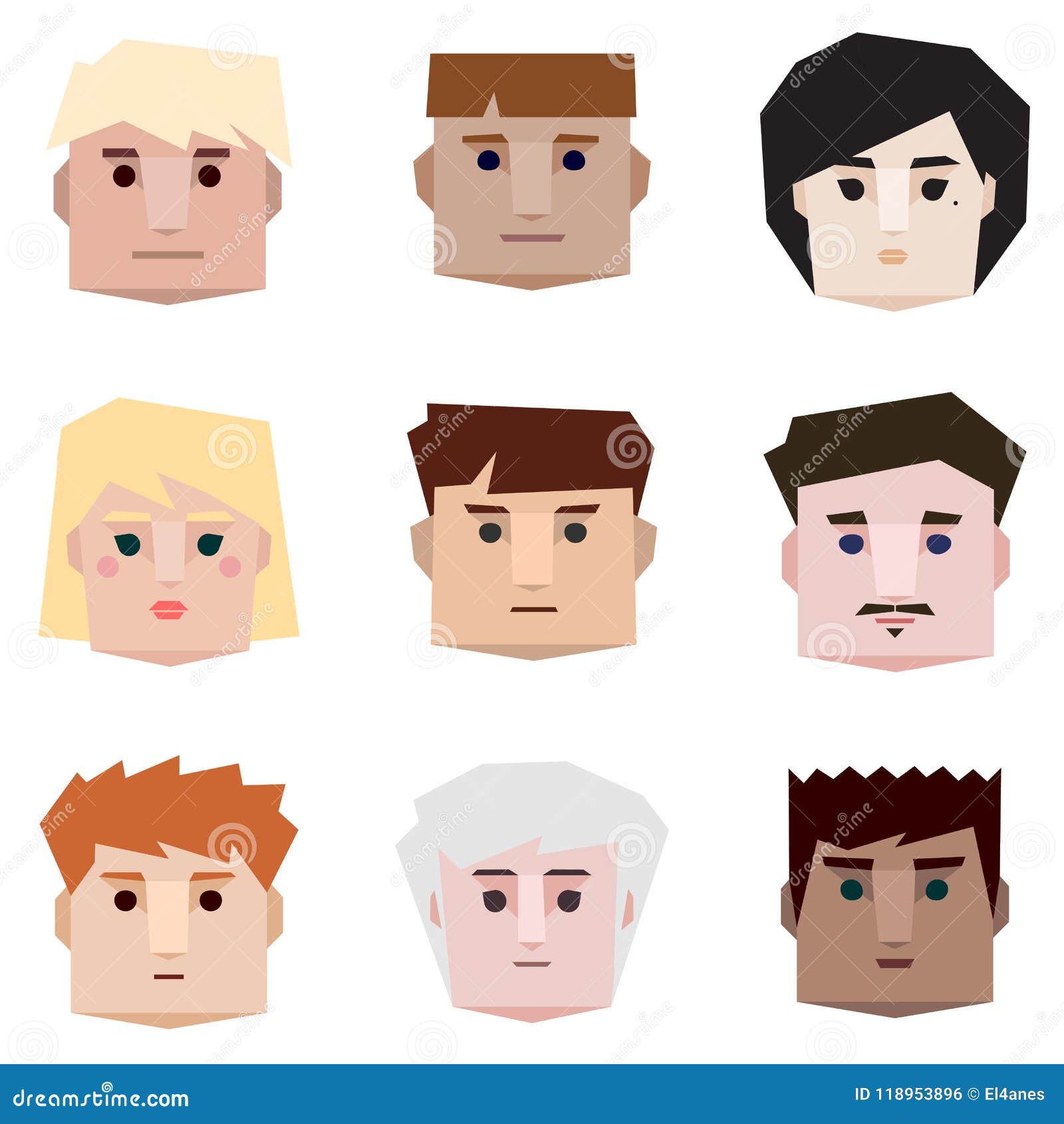 Polygonal Faces. Vector Illustration Stock Vector - Illustration of ...