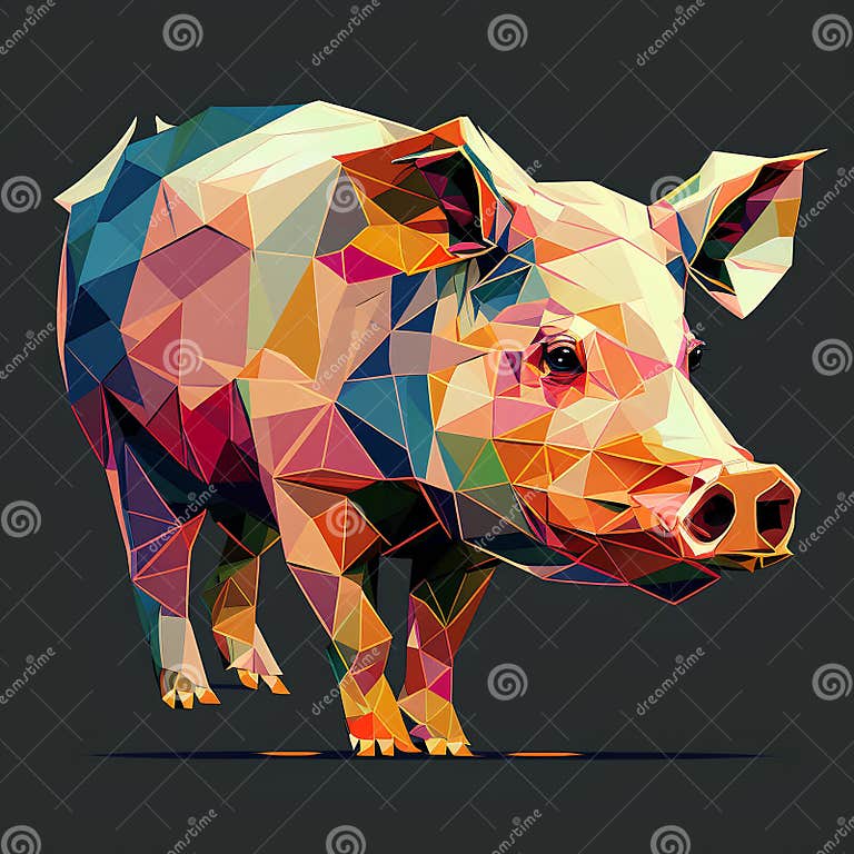 Low Poly Pig. Geometric Polygonal Design. Vector Illustration Stock ...