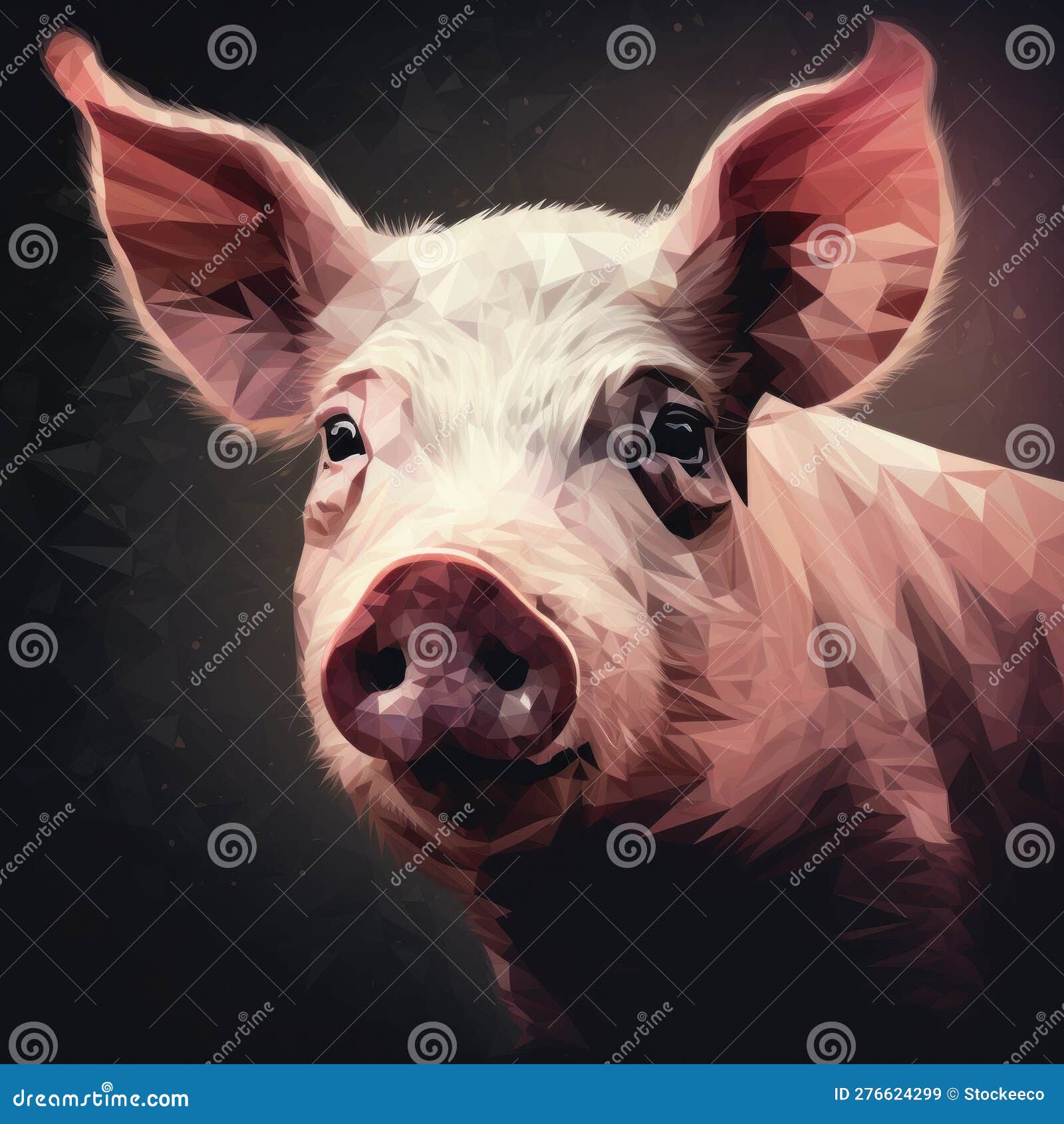 Low Poly Pig Portrait in Surreal Style Stock Illustration ...