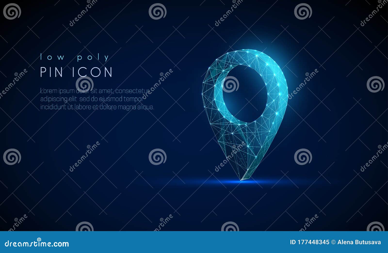 Low Poly Pin Icon. Abstract Geometric Style Stock Vector - Illustration ...