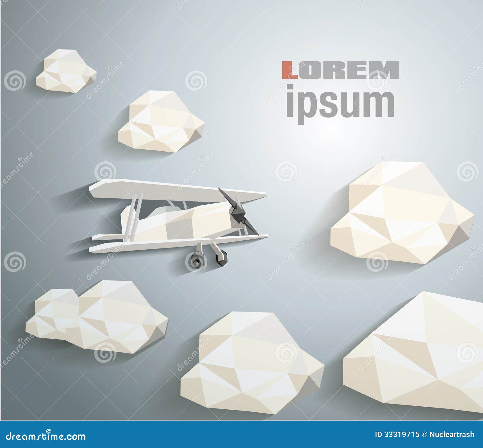 Low Poly Plane in the Sky with Clouds Stock Vector - Illustration of graphic, liner: 33319715