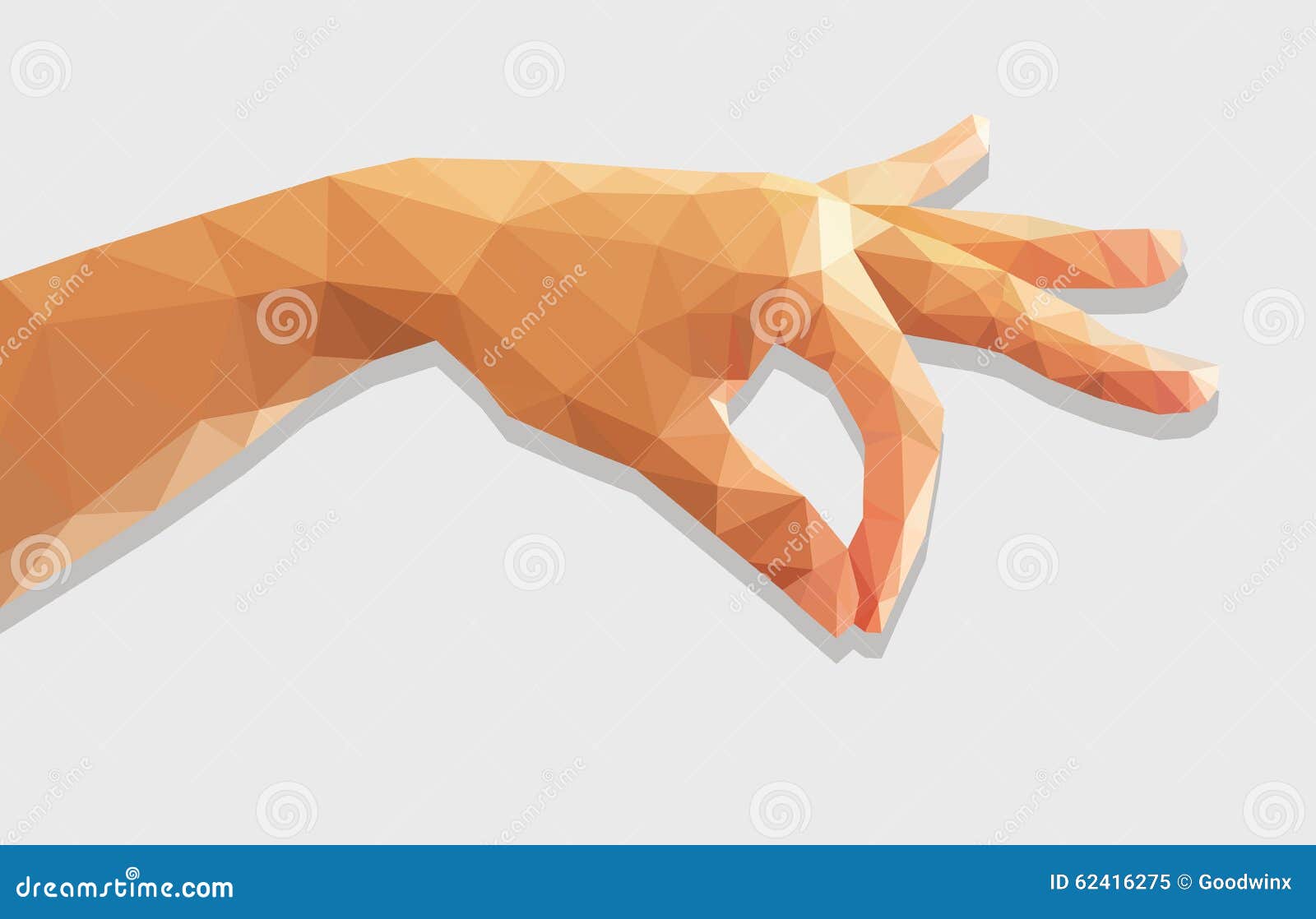 Low Poly Polygon Left Hand Holding His Thumb and Forefinger Empty Stock ...