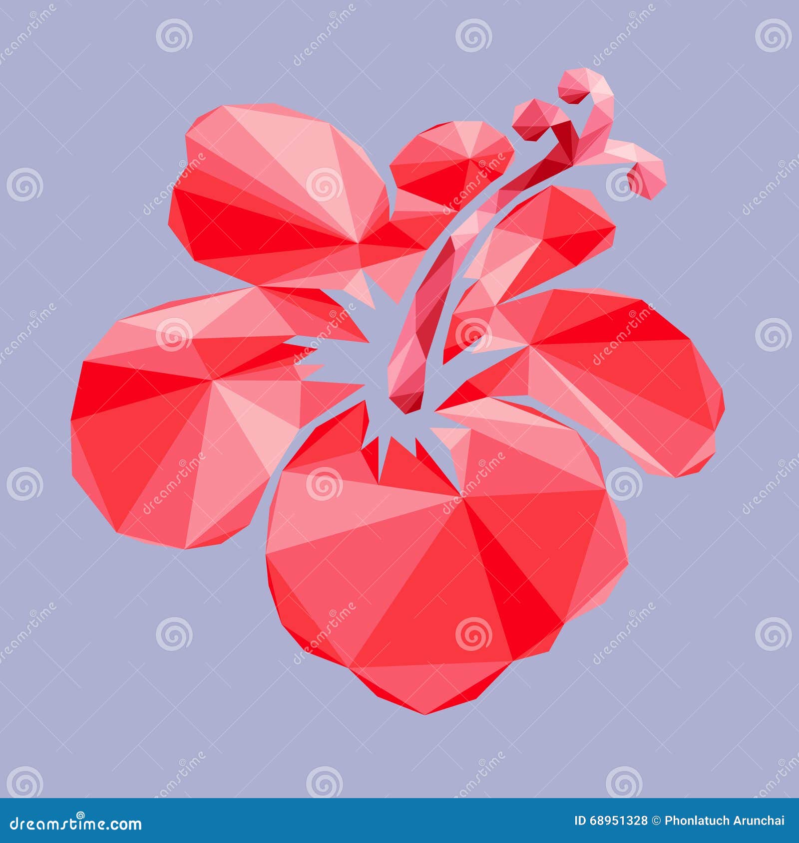 The Low Poly Polygon Red Flower Isolated, Design. Stock Vector ...