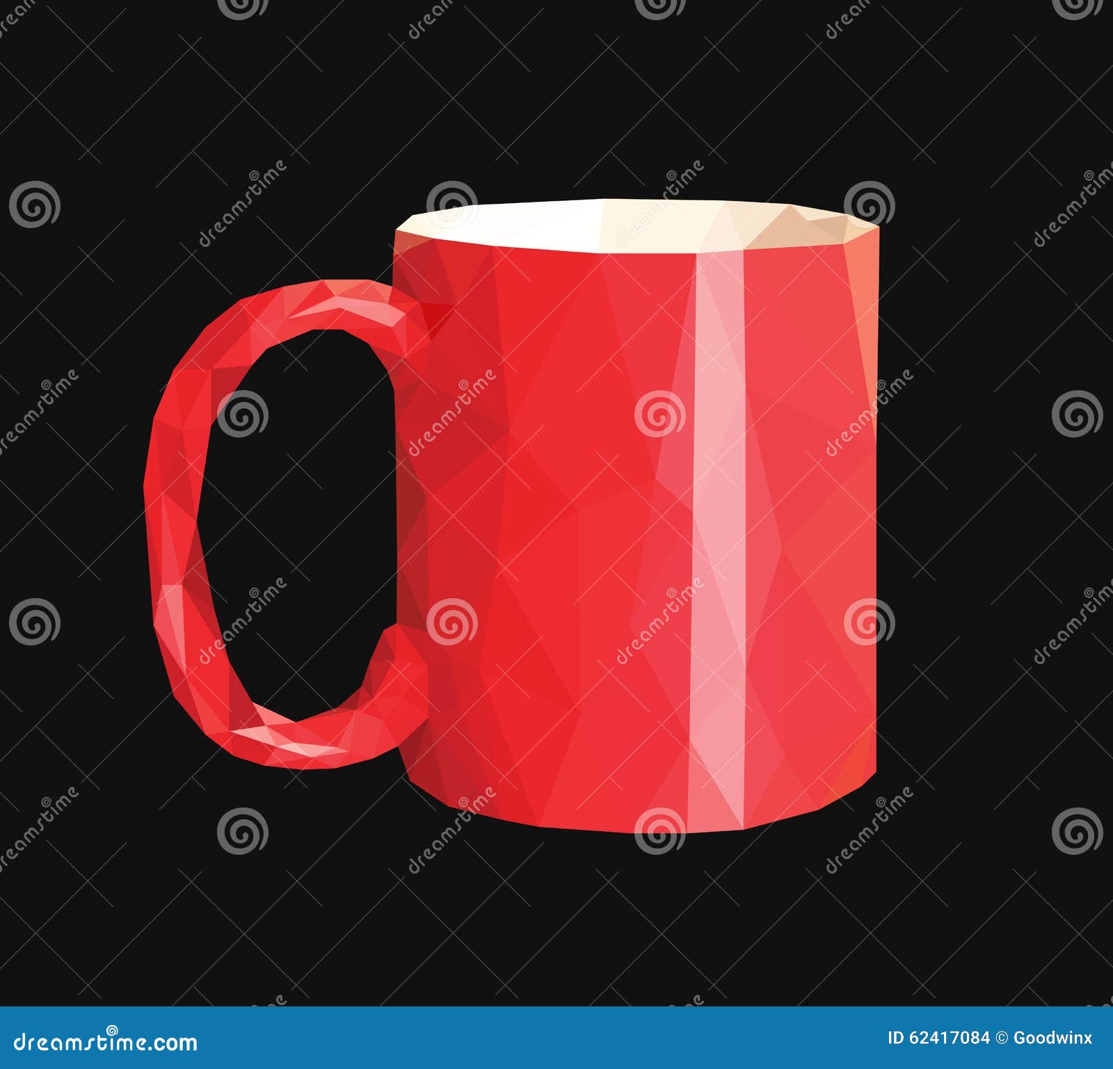Low Poly Polygon Red Mug Hot Drink Cup Stock Vector - Illustration of ...
