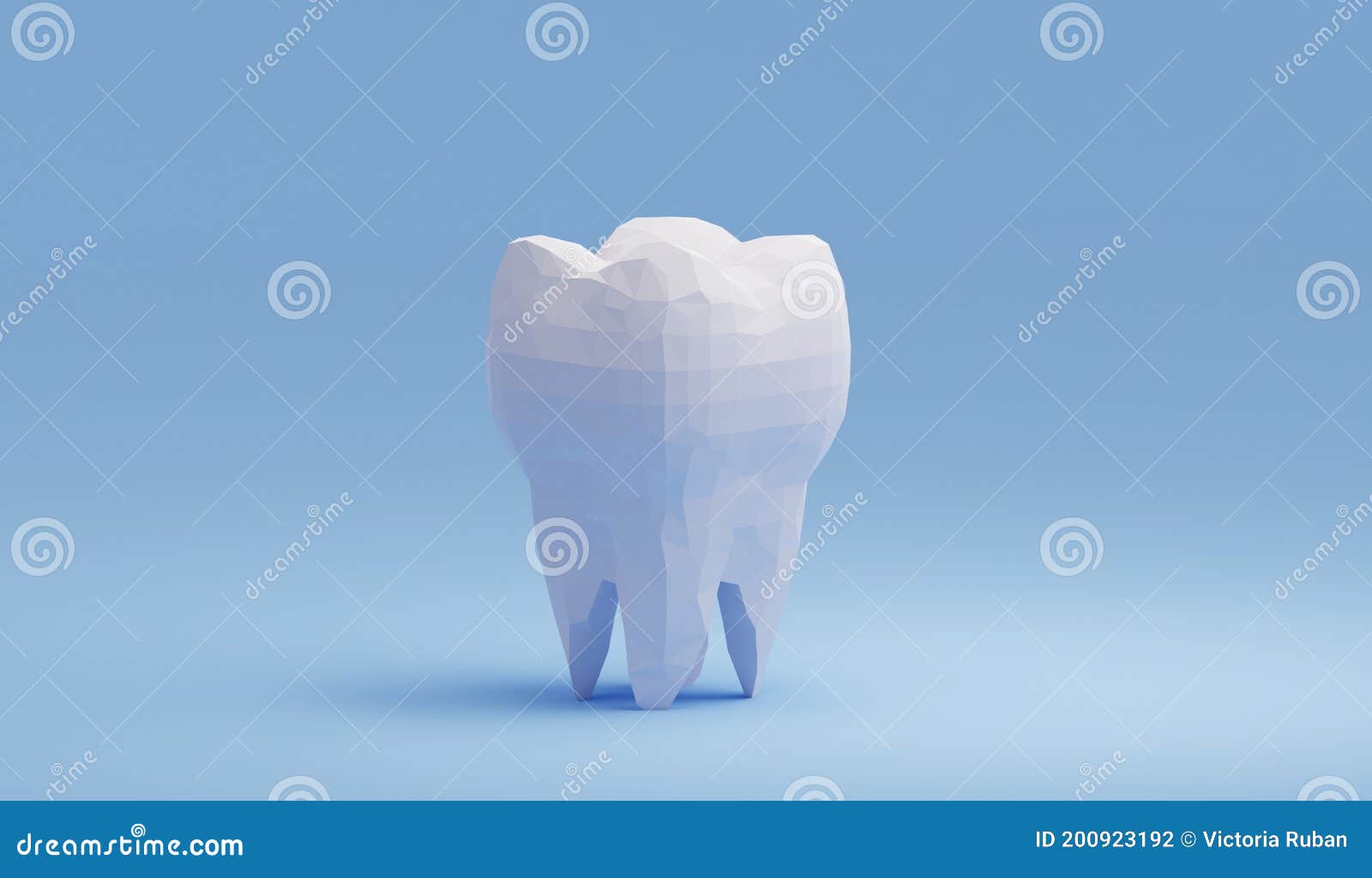 Low Poly Polygonal Molar Tooth on Blue Background Stock Illustration ...