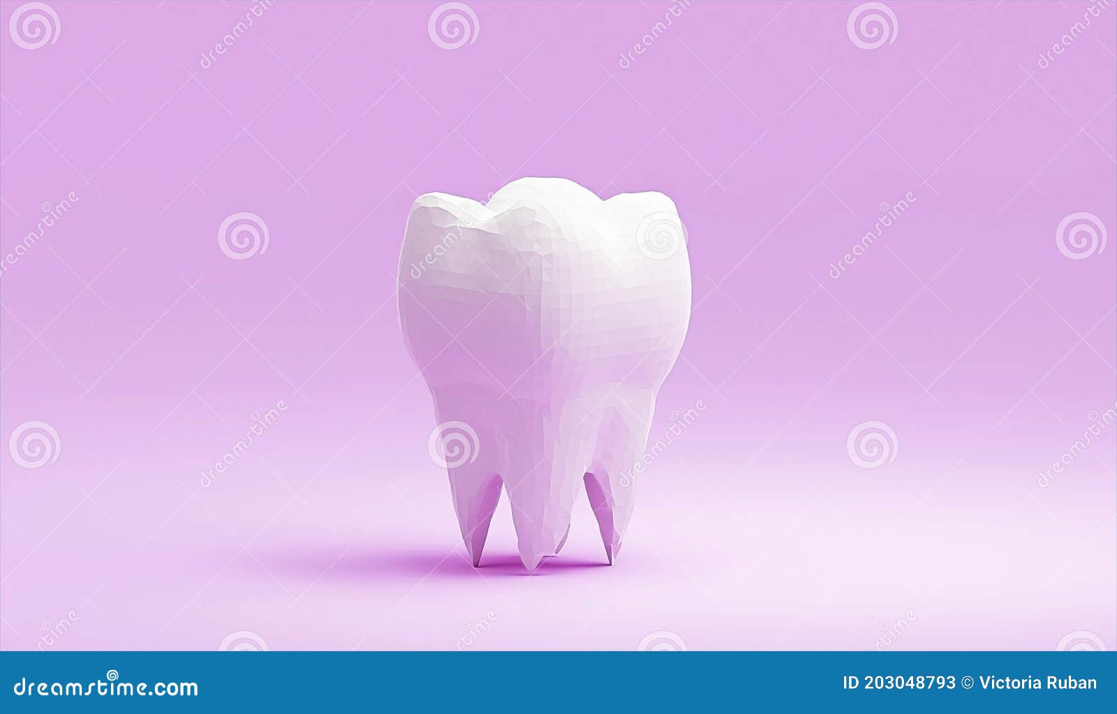 Low Poly Polygonal Molar Tooth on Pink Background Stock Illustration ...