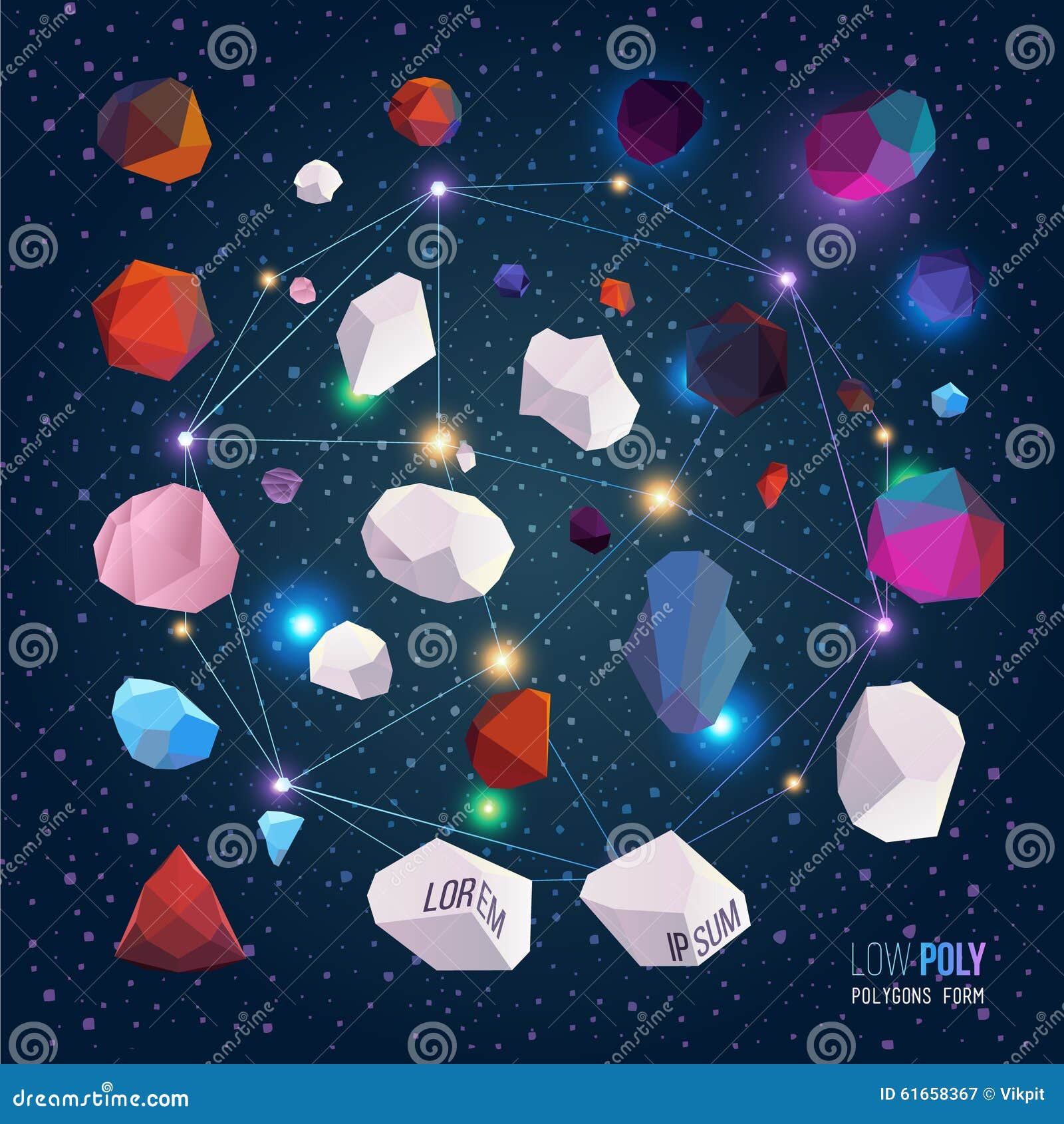 Low poly polygons form. stock vector. Illustration of polygonal - 61658367