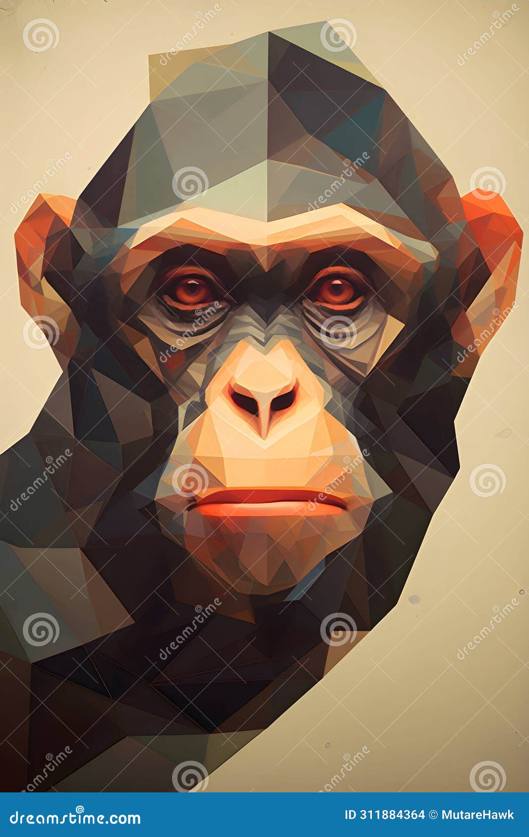 Low Poly Portrait of a Monkey in Low Poly Style. Vector Illustration ...