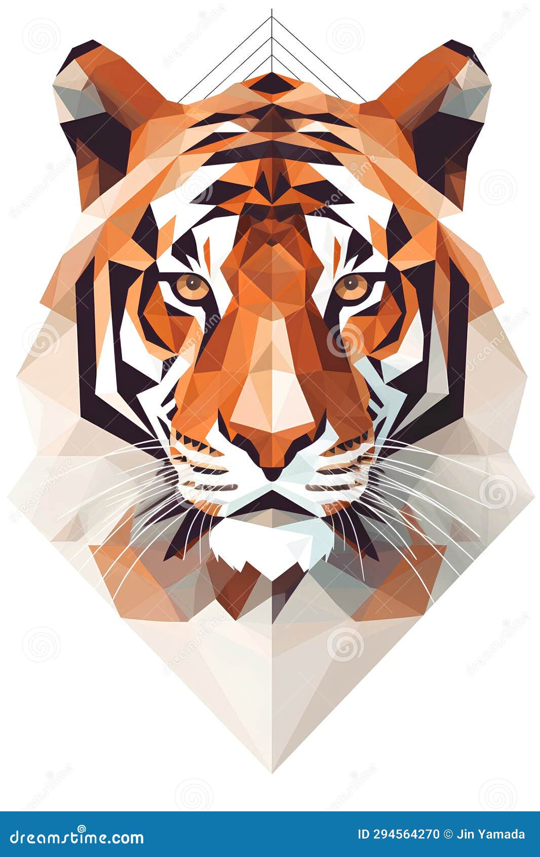 Low Poly Portrait of a Tiger on a White Background. Vector Illustration ...