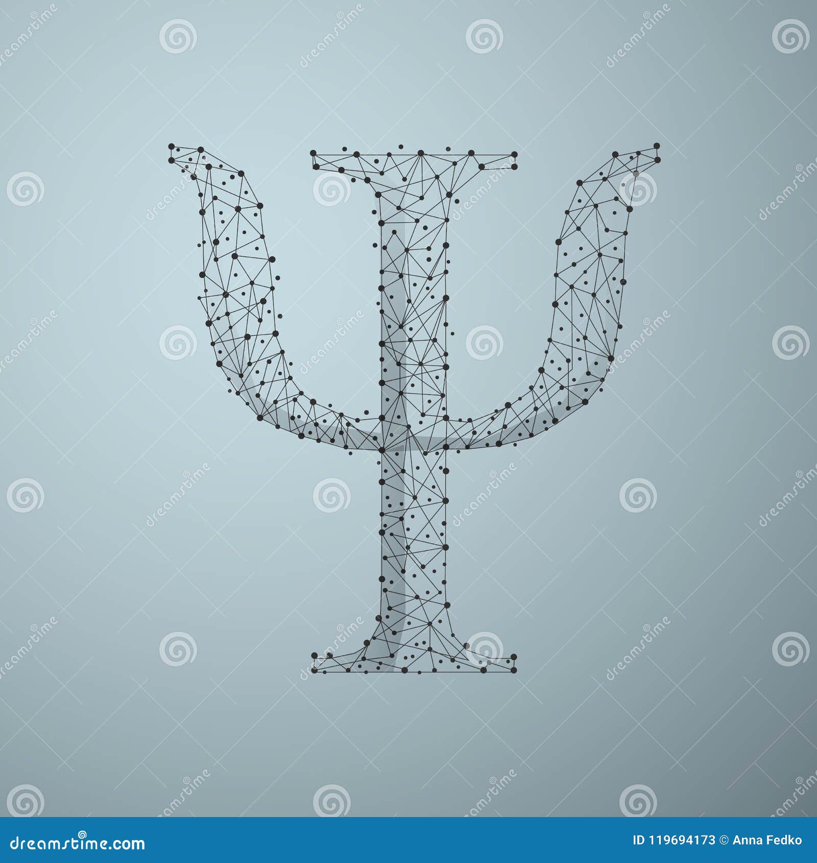 Low Poly Psi Symbol Consisting of Points, Lines Stock Vector ...