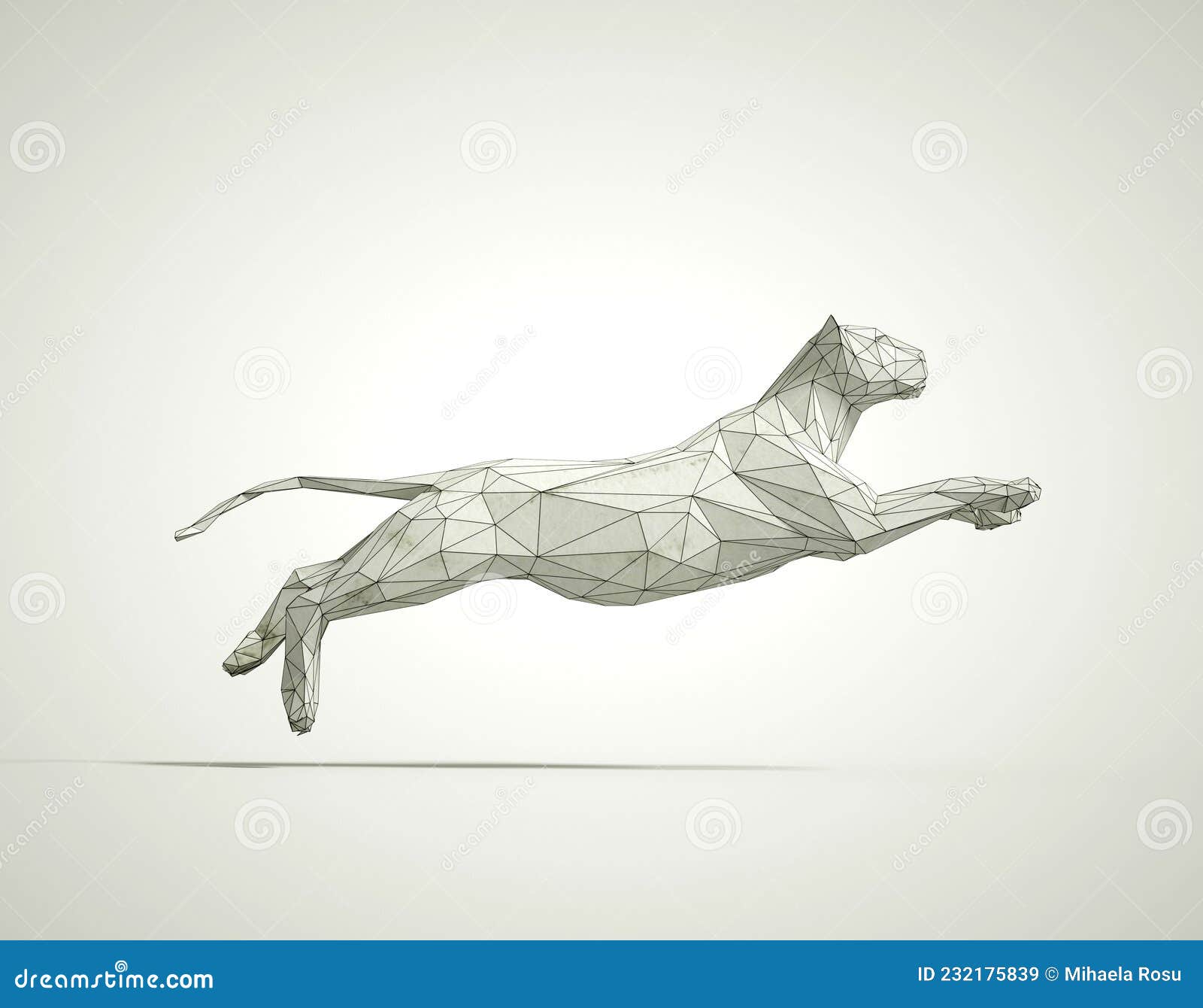 Low Poly Puma on White Background Stock Illustration - Illustration of ...