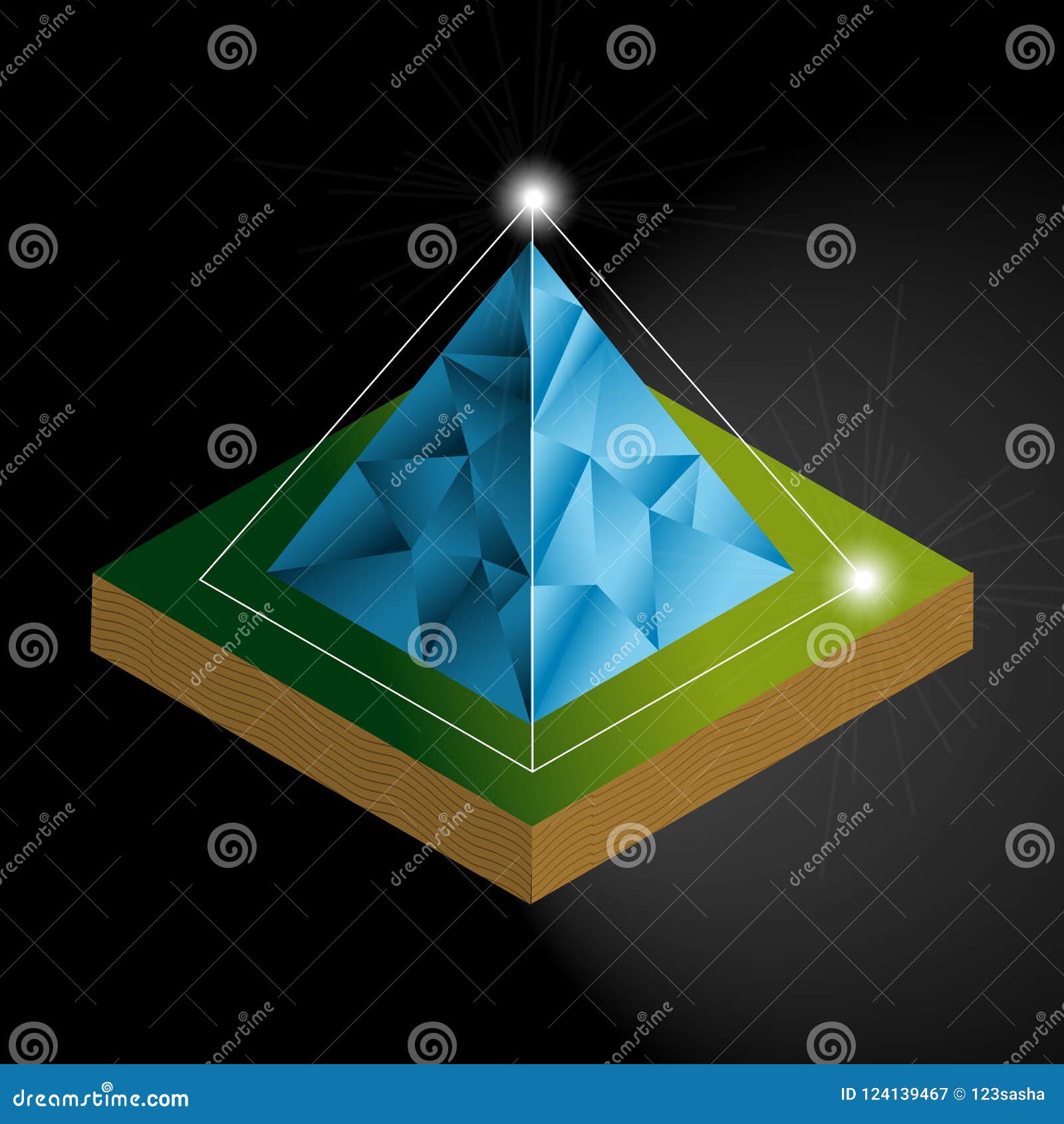 Low Poly Pyramid Placed on the Isometric Soil Stock Vector ...