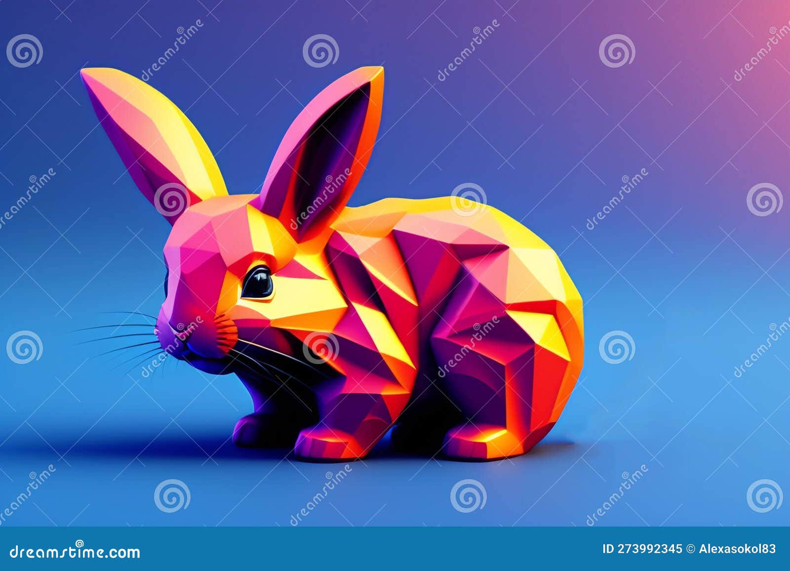 Low Poly Rabbit in Pastel Colors Stock Illustration - Illustration of ...