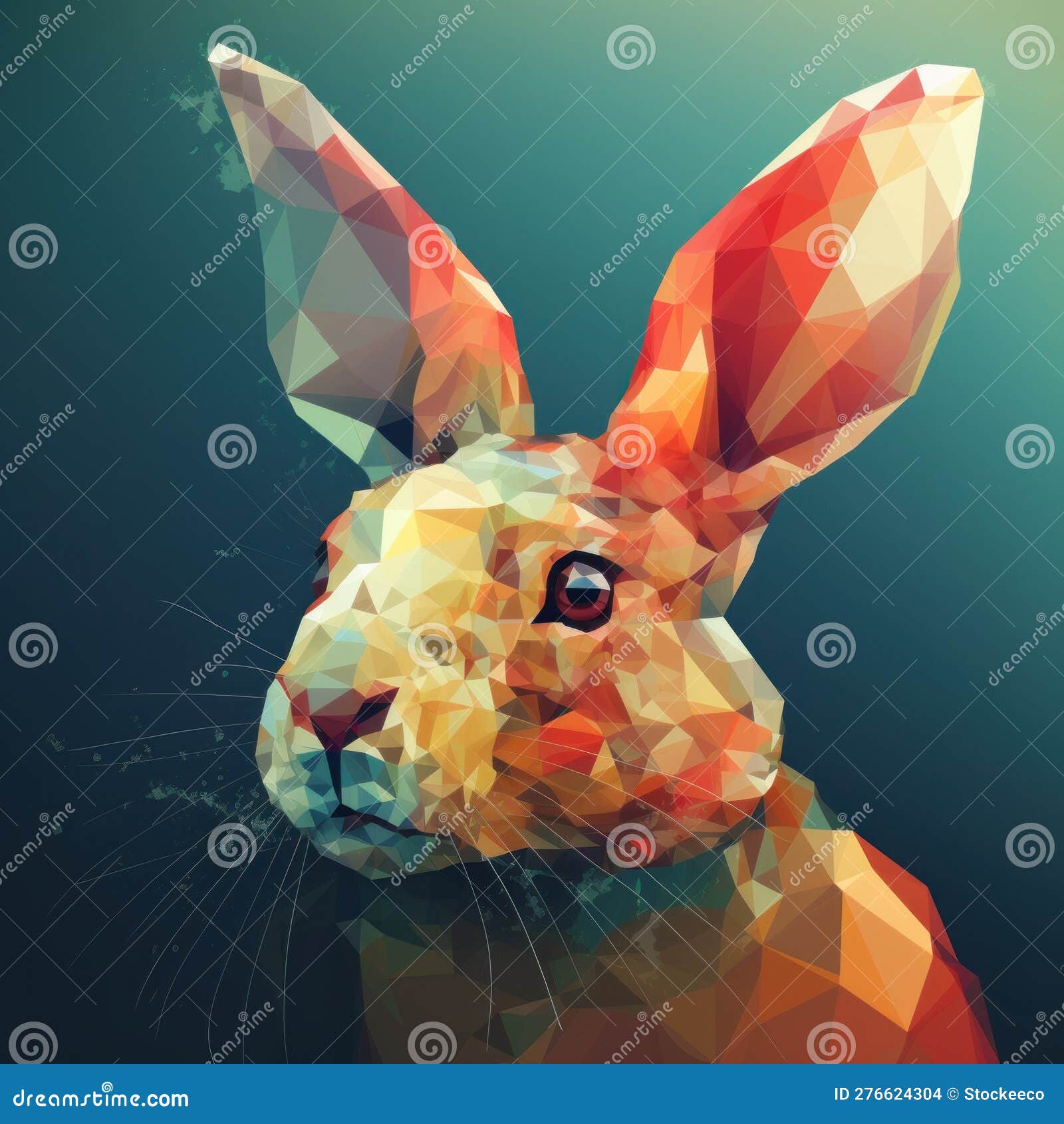 Low Poly Rabbit Portrait in Surreal Style Stock Illustration ...