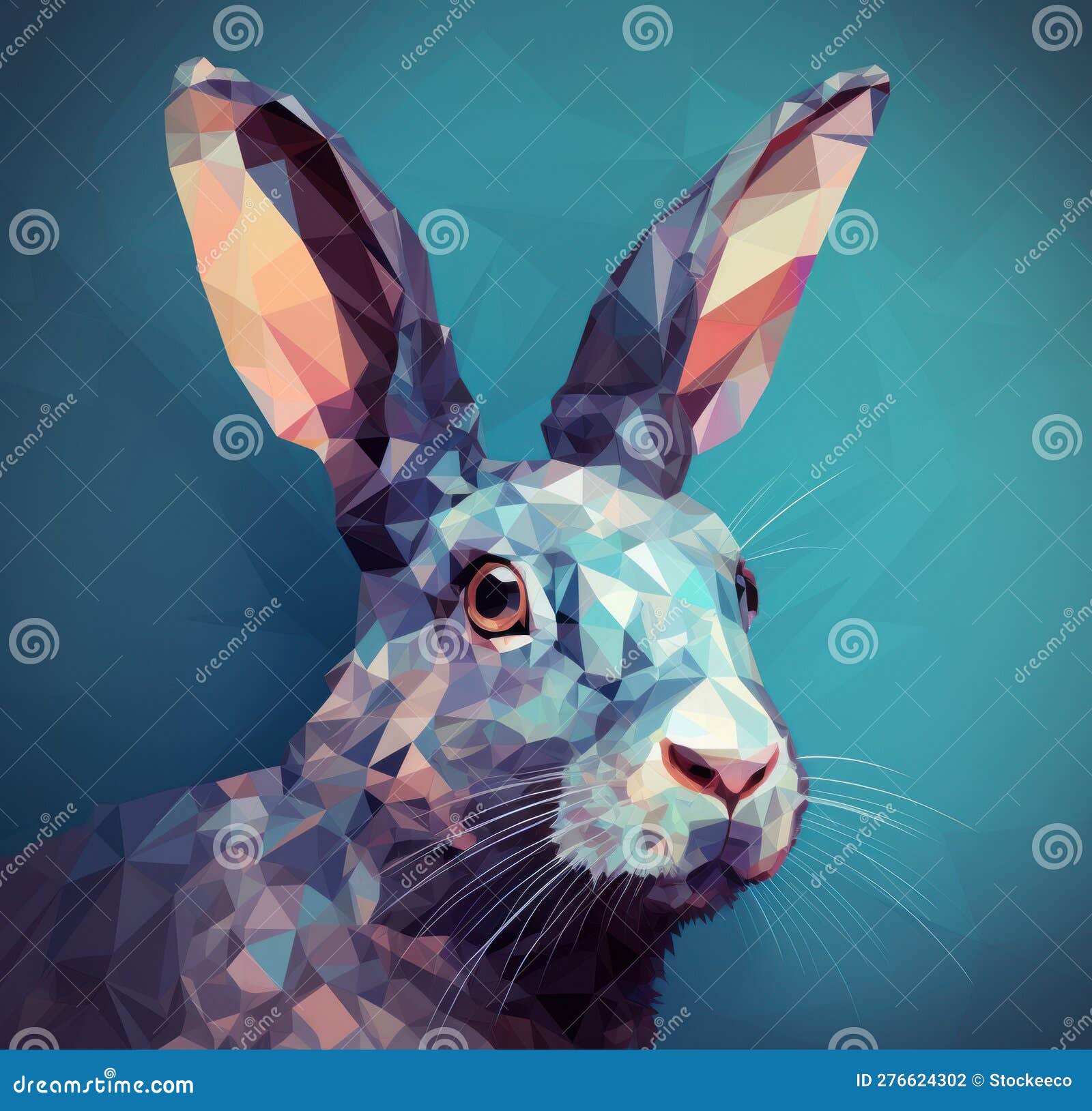 Low Poly Rabbit Portrait in Surreal Style Stock Illustration ...
