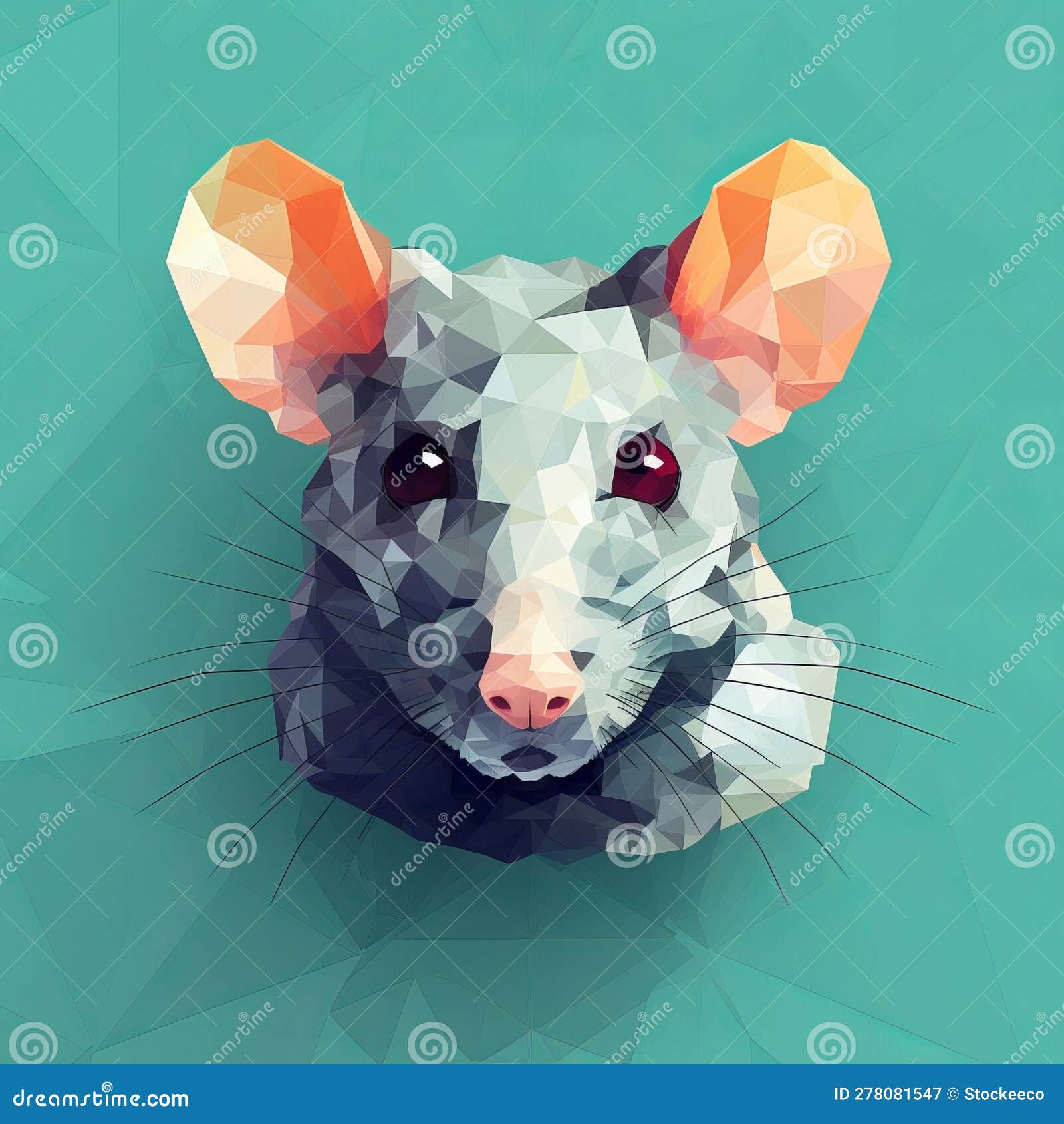 Low Poly Rat Portrait in Surreal Style Stock Illustration ...