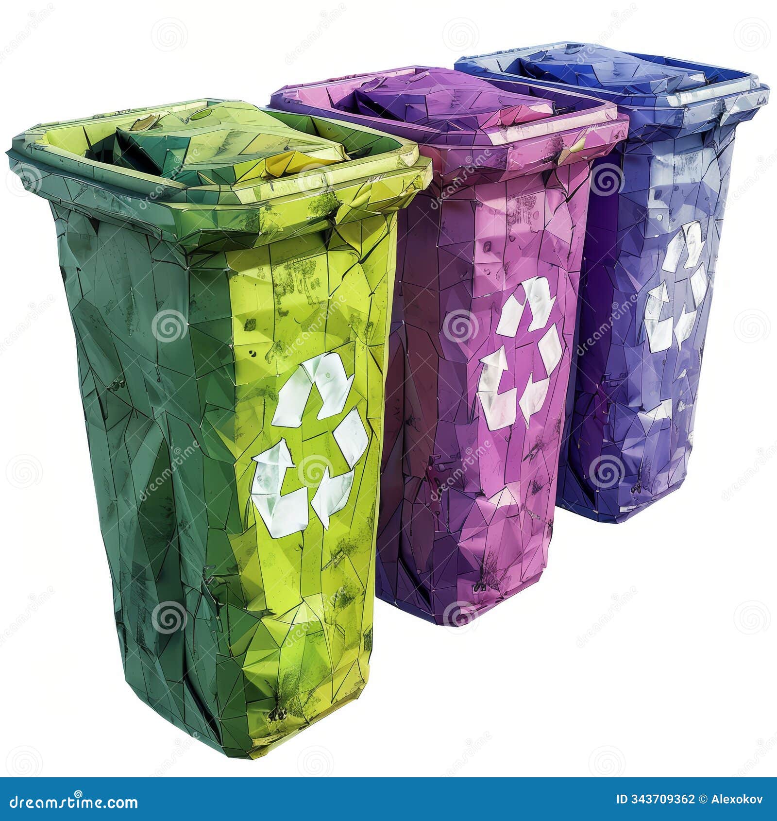 Low Poly Waste Separation 3D Concept. Garbage Recycle Plastic Aluminium ...