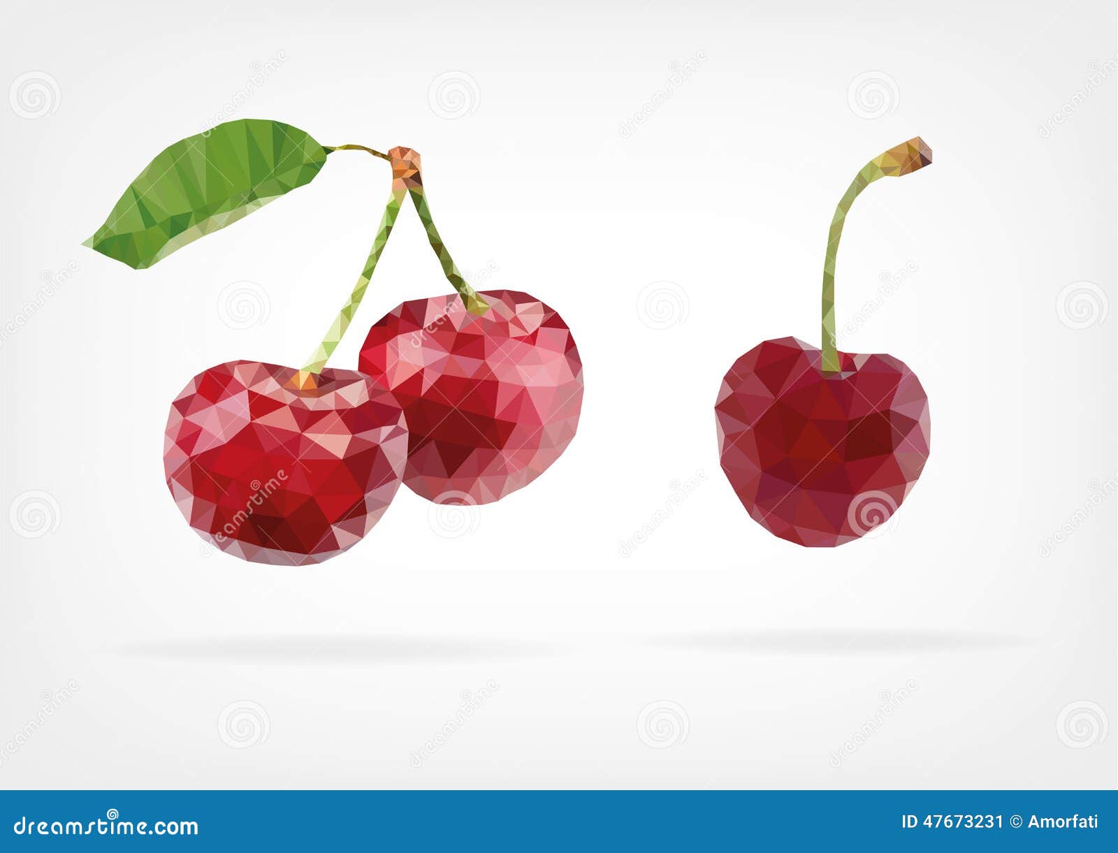 Low Poly Red Cherry Berries Stock Vector - Illustration of berry, food ...