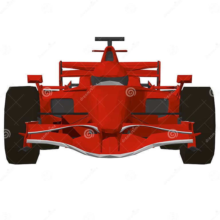 Low Poly Red Racing Car. Front View. 3D Stock Vector - Illustration of ...