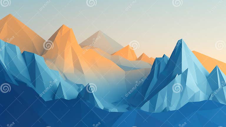 A Low Poly Render of a Mountain Range in the Style of Monument Valley ...