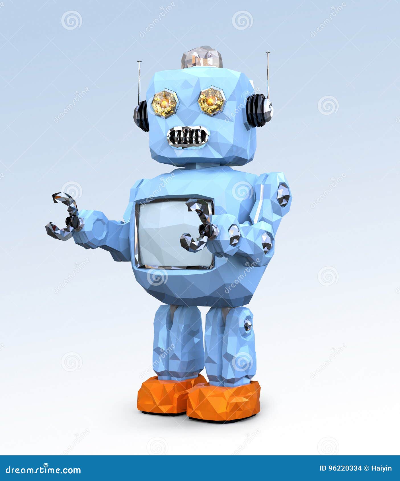 Low Poly Retro Robot Isolated on Gradient Background Stock Illustration ...