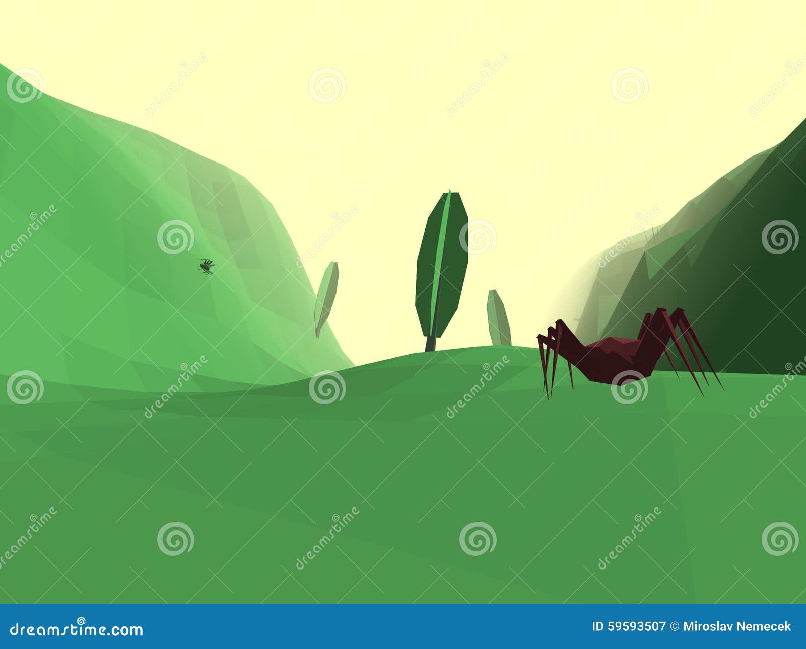 Low Poly Retro Style Bug World Stock Illustration - Illustration of ...