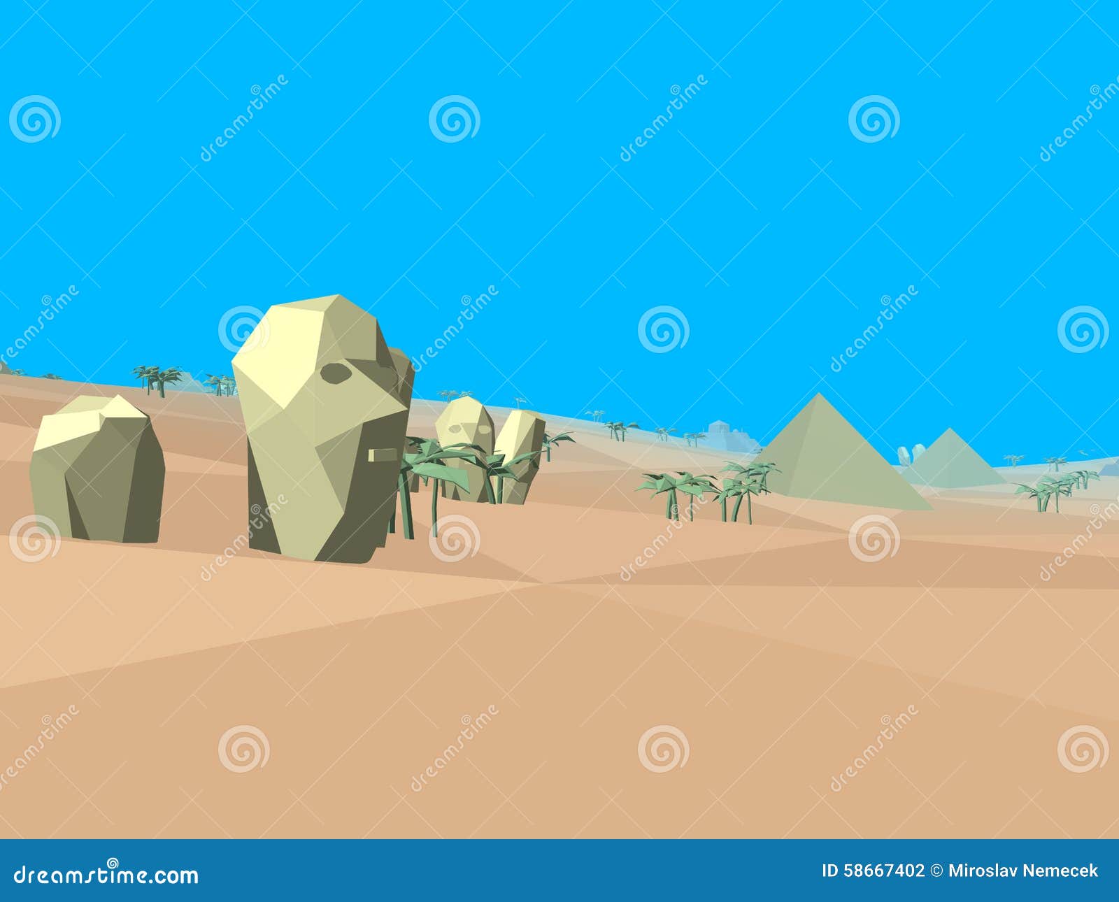 Low Poly Retro Style Desert Stock Illustration - Illustration of ...