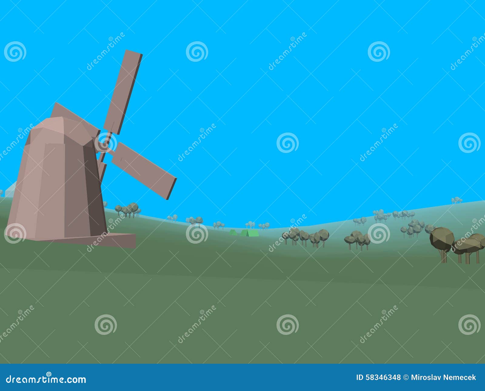 Low Poly Retro Style Landscape Stock Illustration - Illustration of ...