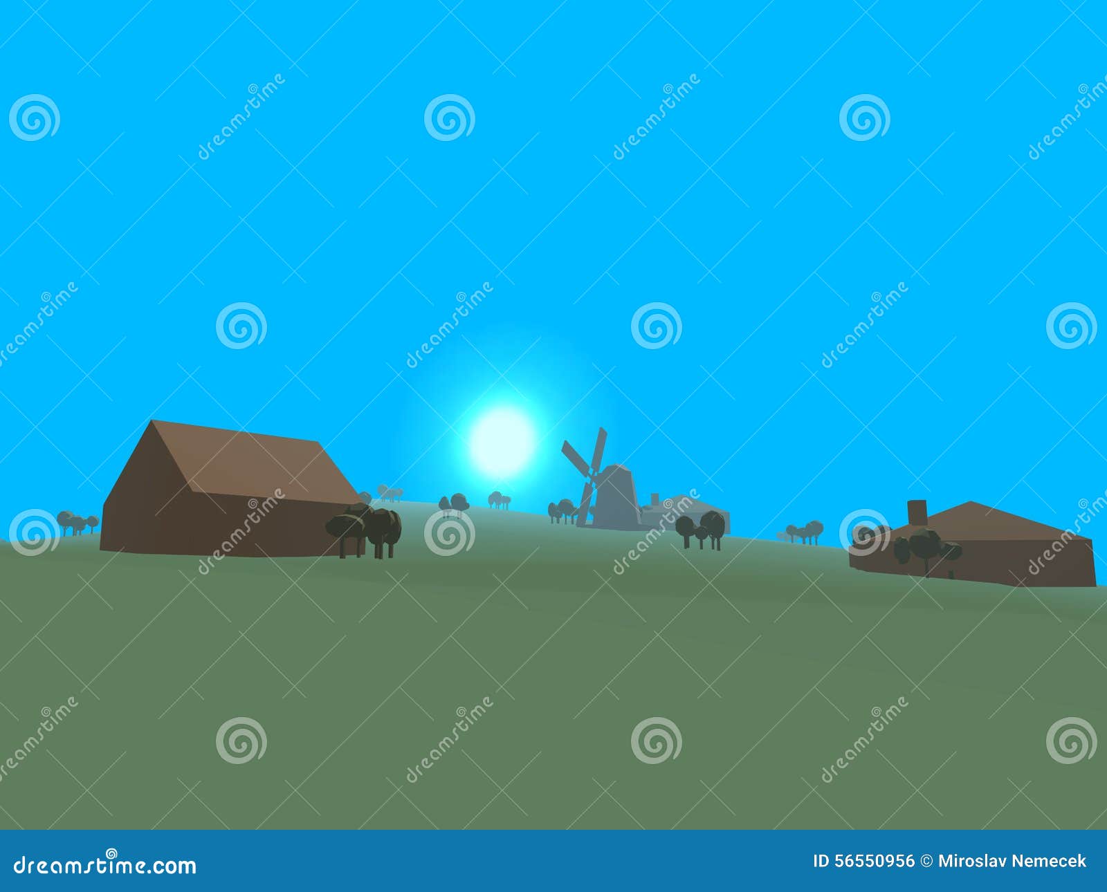 Low Poly Retro Style Landscape Stock Illustration - Illustration of ...