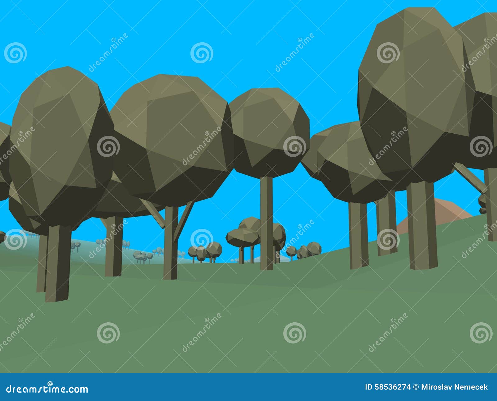 Low Poly Retro Style Landscape Stock Illustration - Illustration of ...