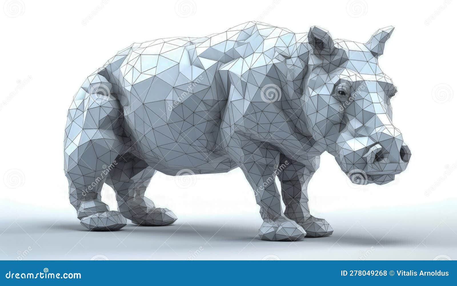 A Low Poly Rhino Shape with Geometric Triangle Texture. 3d Printed. 3d ...