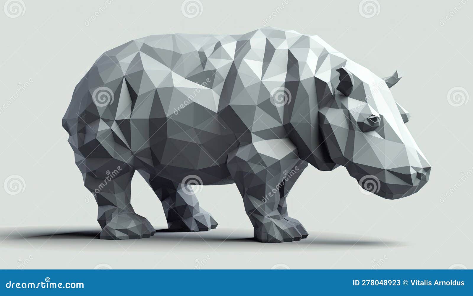A Low Poly Rhino Shape with Geometric Triangle Texture. 3d Printed. 3d ...