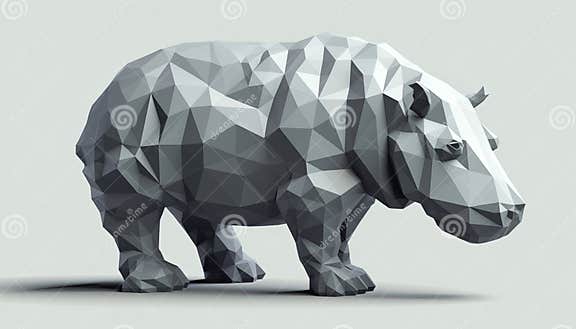 A Low Poly Rhino Shape with Geometric Triangle Texture. 3d Printed. 3d ...