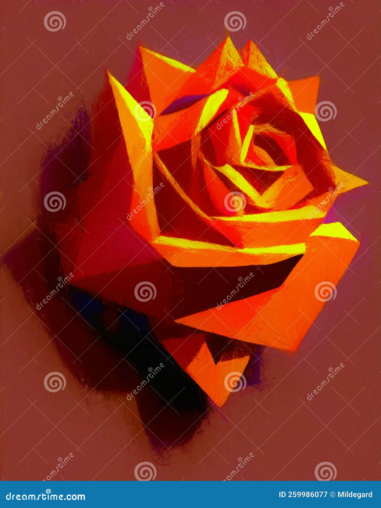 Low Poly Rose - Stylized Digital Art Stock Illustration - Illustration ...