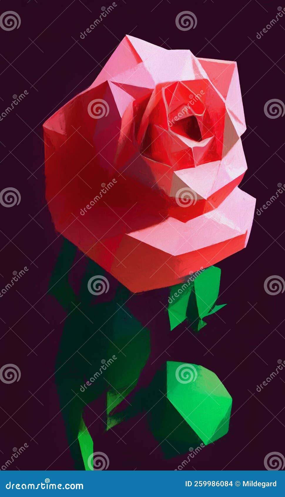 Low Poly Rose - Stylized Digital Art Stock Illustration - Illustration ...