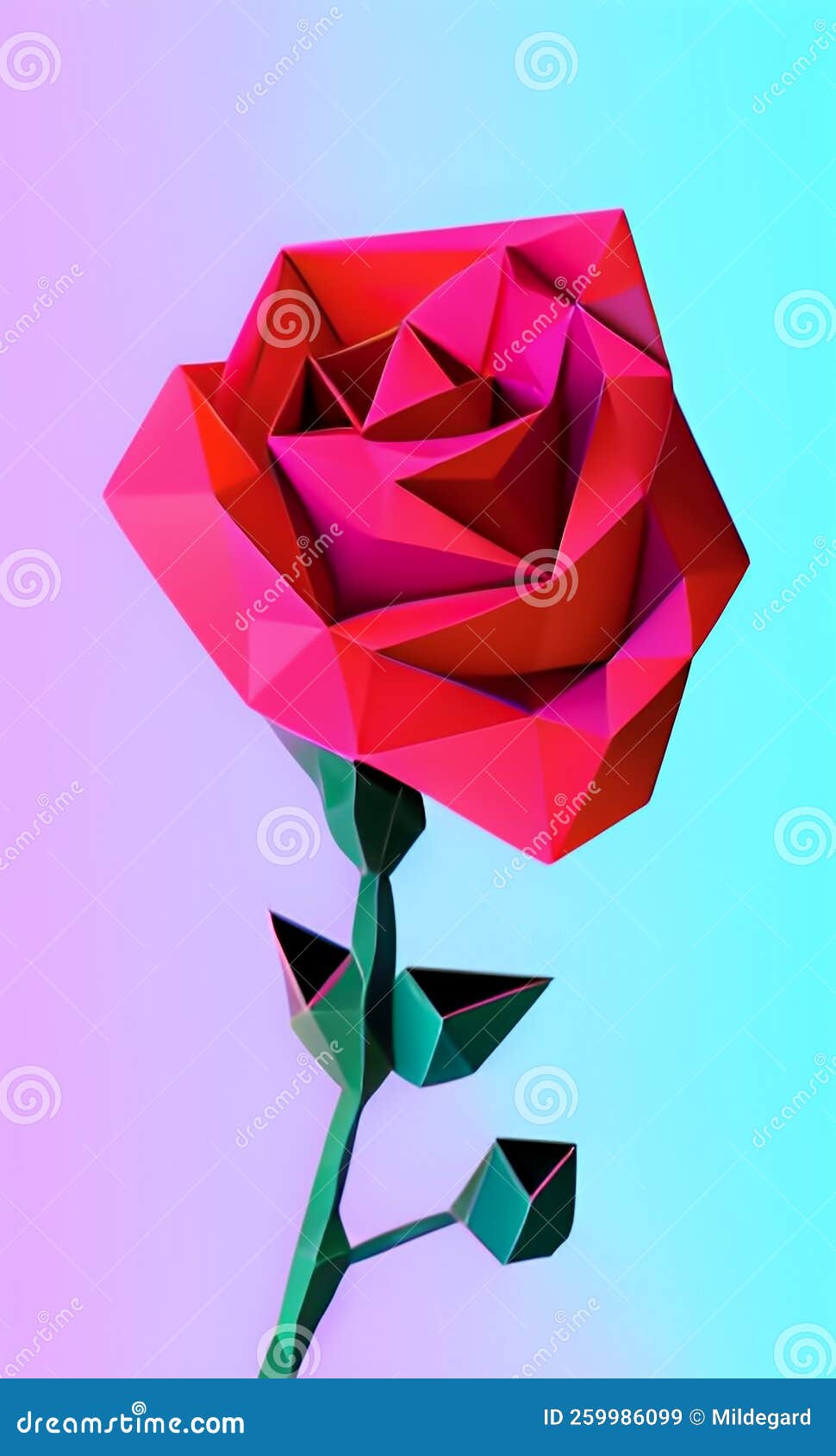 Low Poly Rose - Stylized Digital Art Stock Illustration - Illustration of count, abstract: 259986099