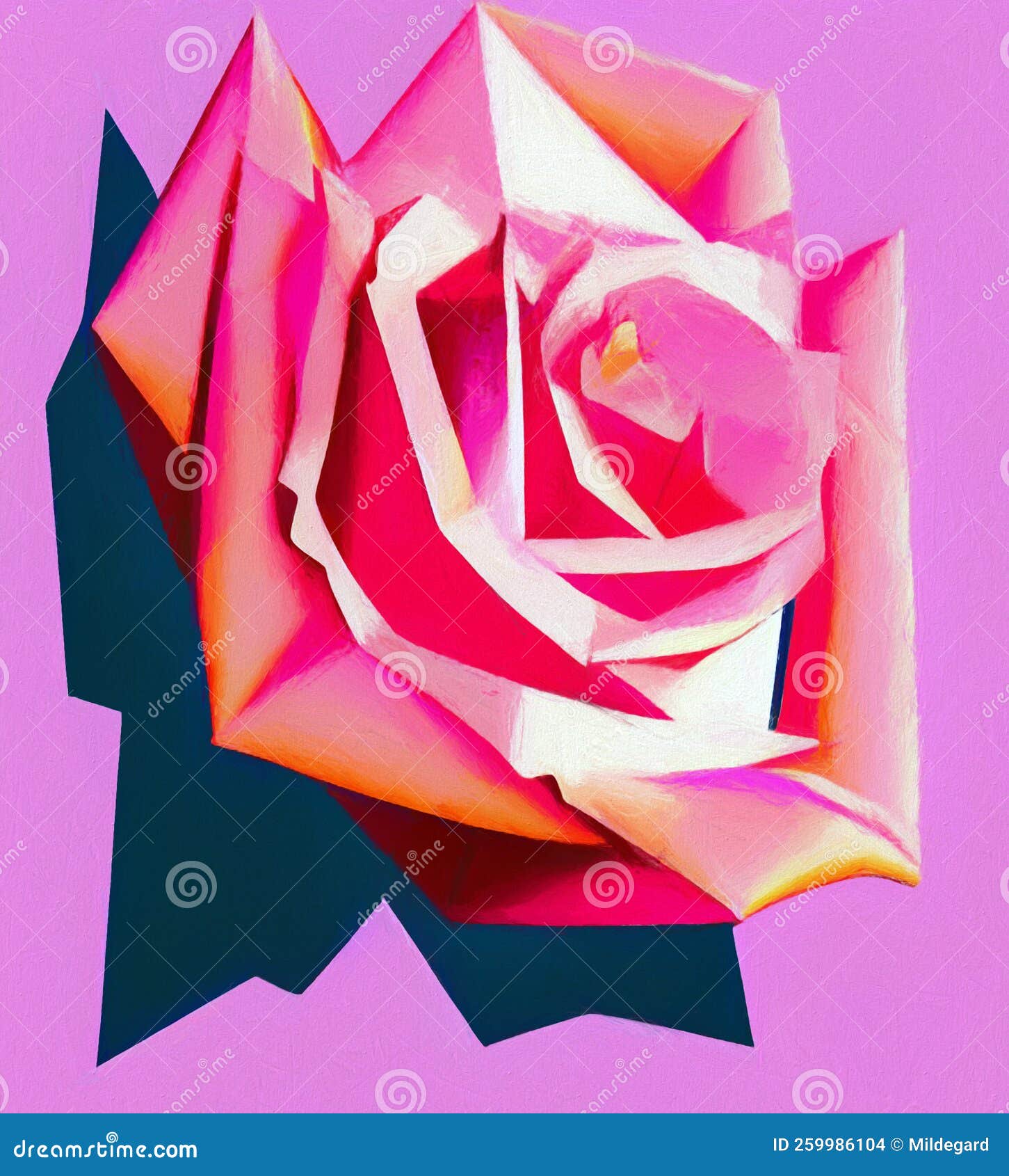 Low Poly Rose - Stylized Digital Art Stock Illustration - Illustration ...
