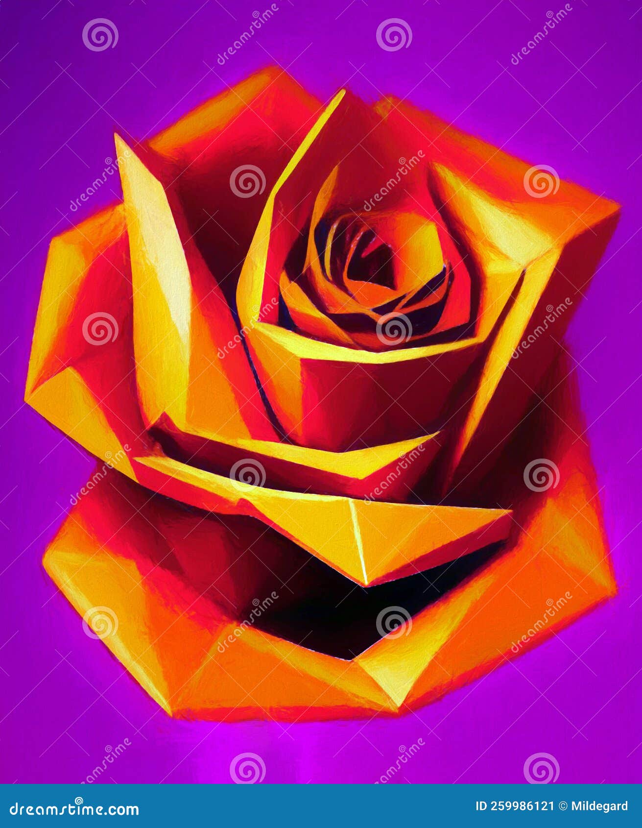 Low Poly Rose - Stylized Digital Art Stock Illustration - Illustration ...