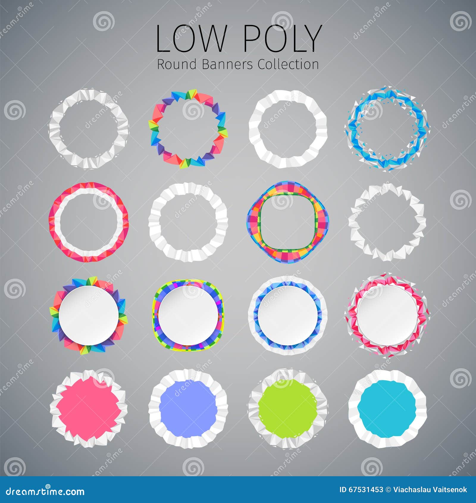 Low Poly Round Banners Set stock vector. Illustration of poly - 67531453