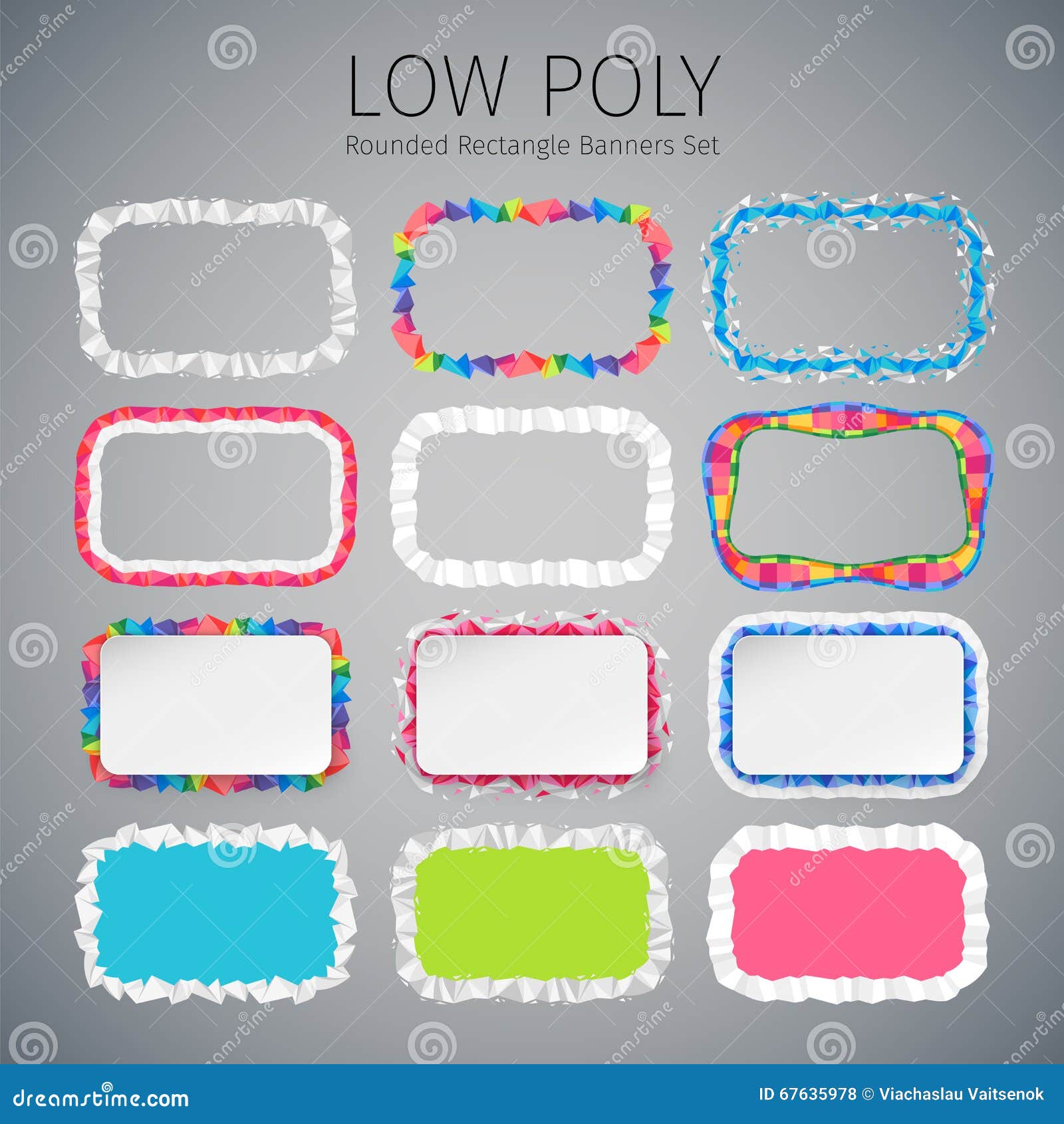 Low Poly Rounded Rectangle Banners Set Stock Vector - Illustration of ...