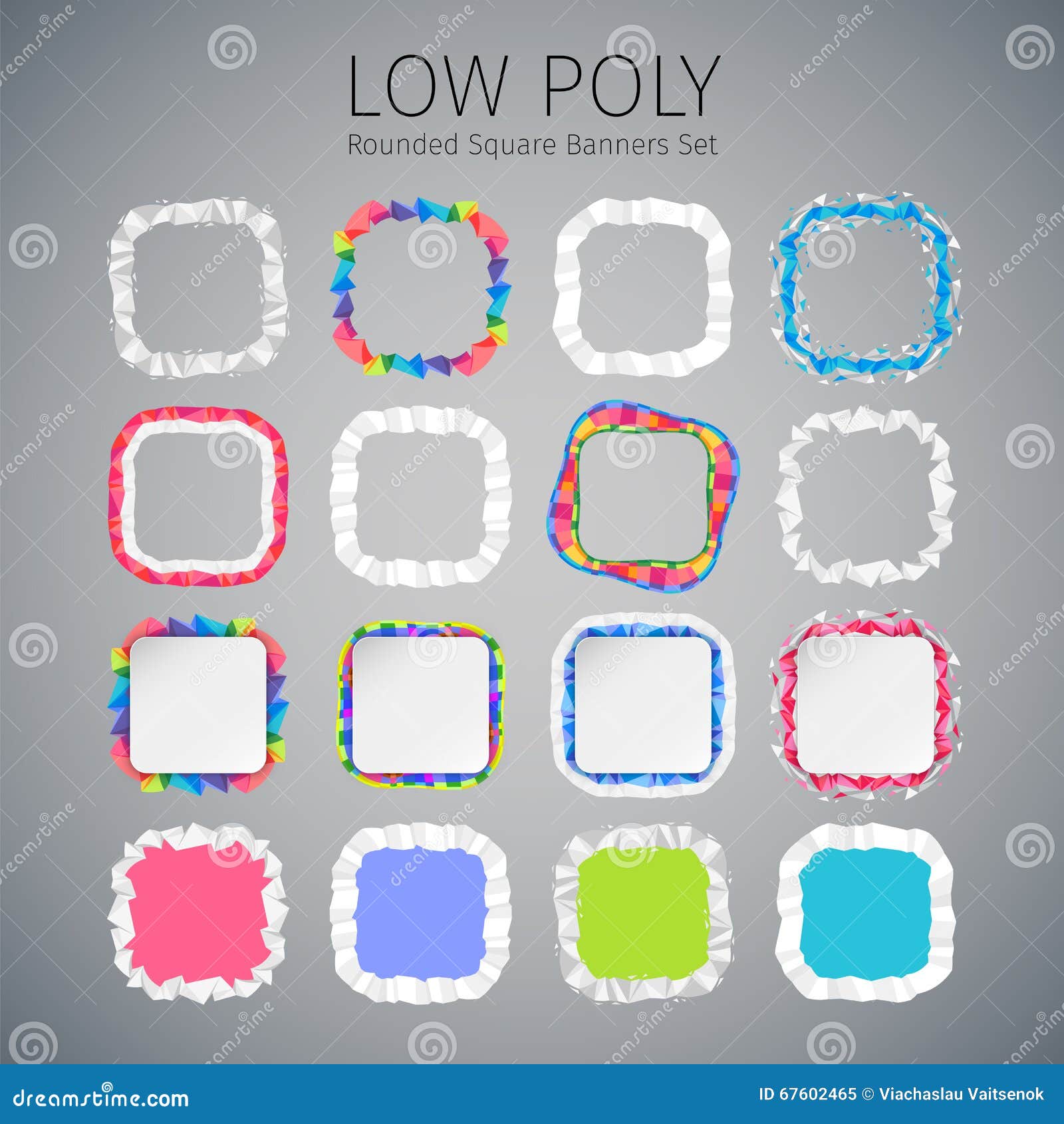 Low Poly Rounded Rectangle Banners Set Vector Illustration ...