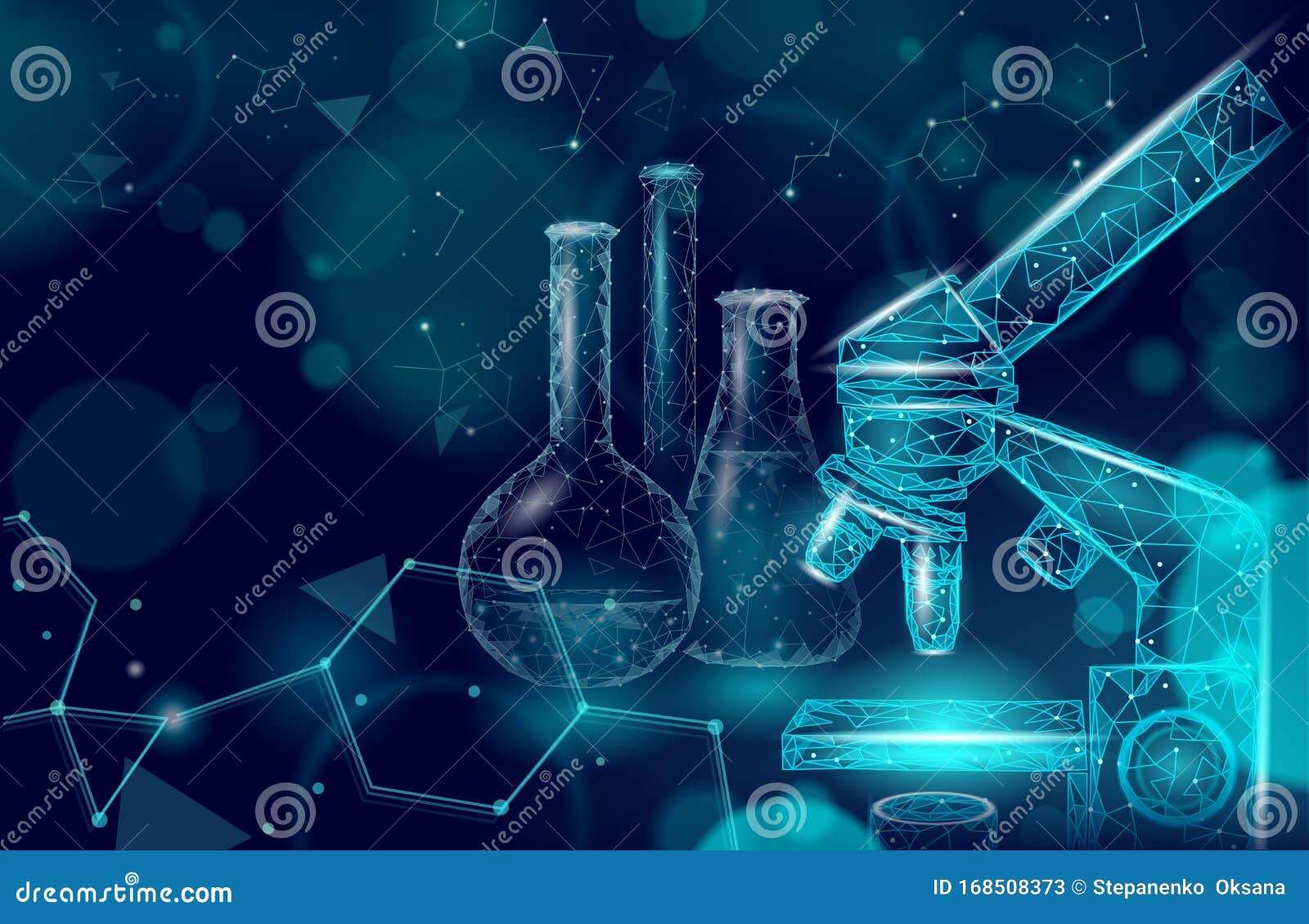 Low Poly Science Chemical Glass Flasks. Scientific Equipment Polygonal ...