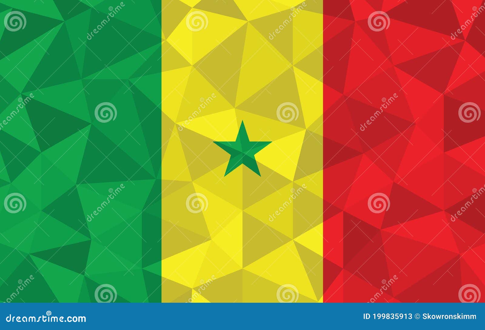 Low Poly Senegal Flag Vector Illustration. Triangular Senegalese Flag ...