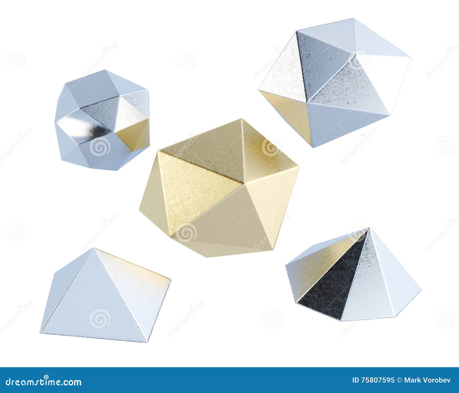Low Poly Shapes Isolated on White Background. 3d Rendering Stock ...