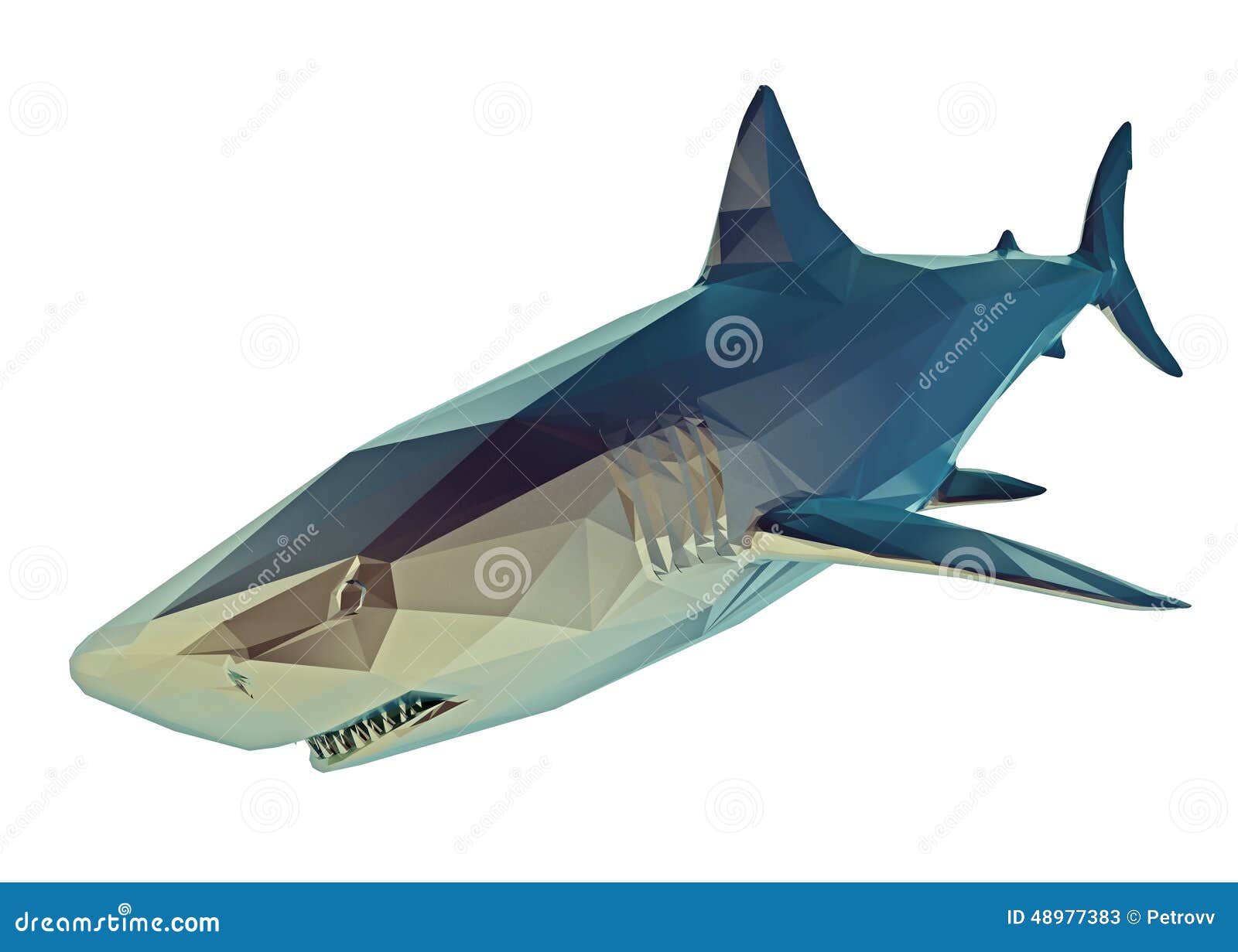 Low-poly Shark Illustration Featuring A Geometric Design. The Body ...